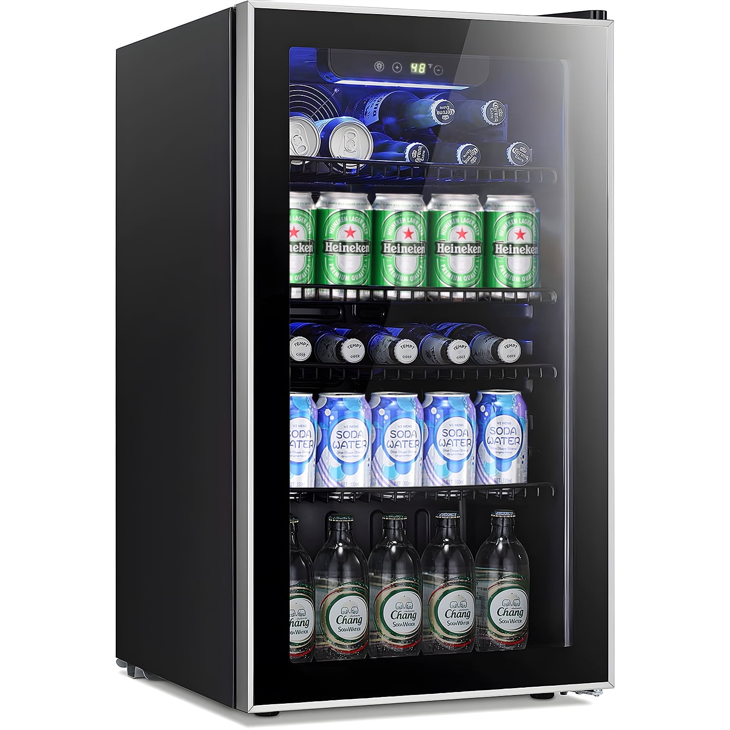 FREE VILLAGE Beverage Refrigerator Cooler, 100 Can Mini Fridge Glass ...