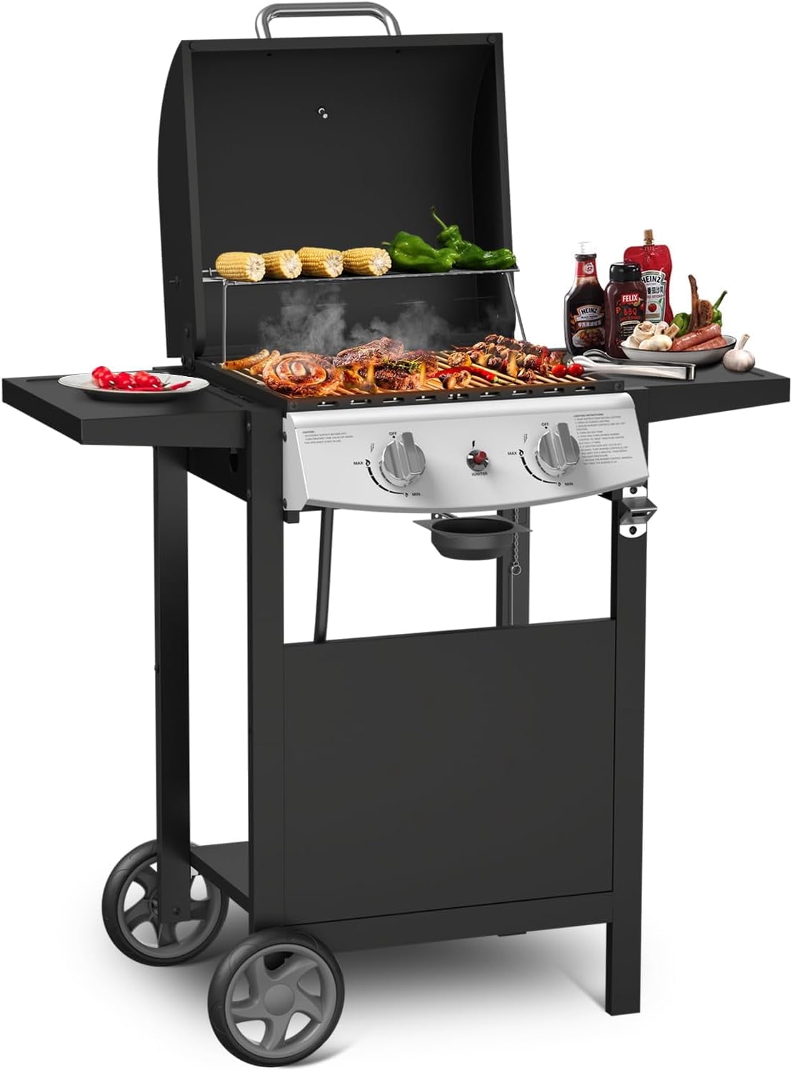 FREE VILLAGE 2-Burner Propane Gas BBQ Grill,20000 BTU Stainless Steel ...
