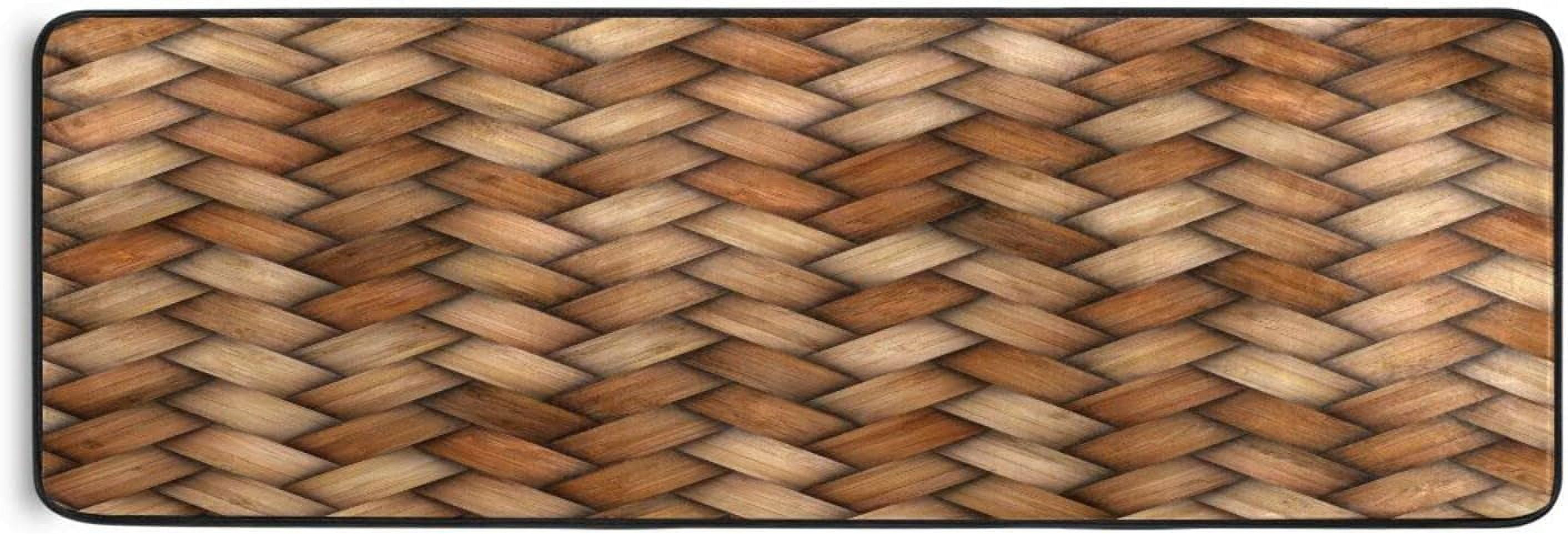 FREEAM 3D Wicker Print Brown Area Rug - 2' x 6' Washable Runner Rugs ...