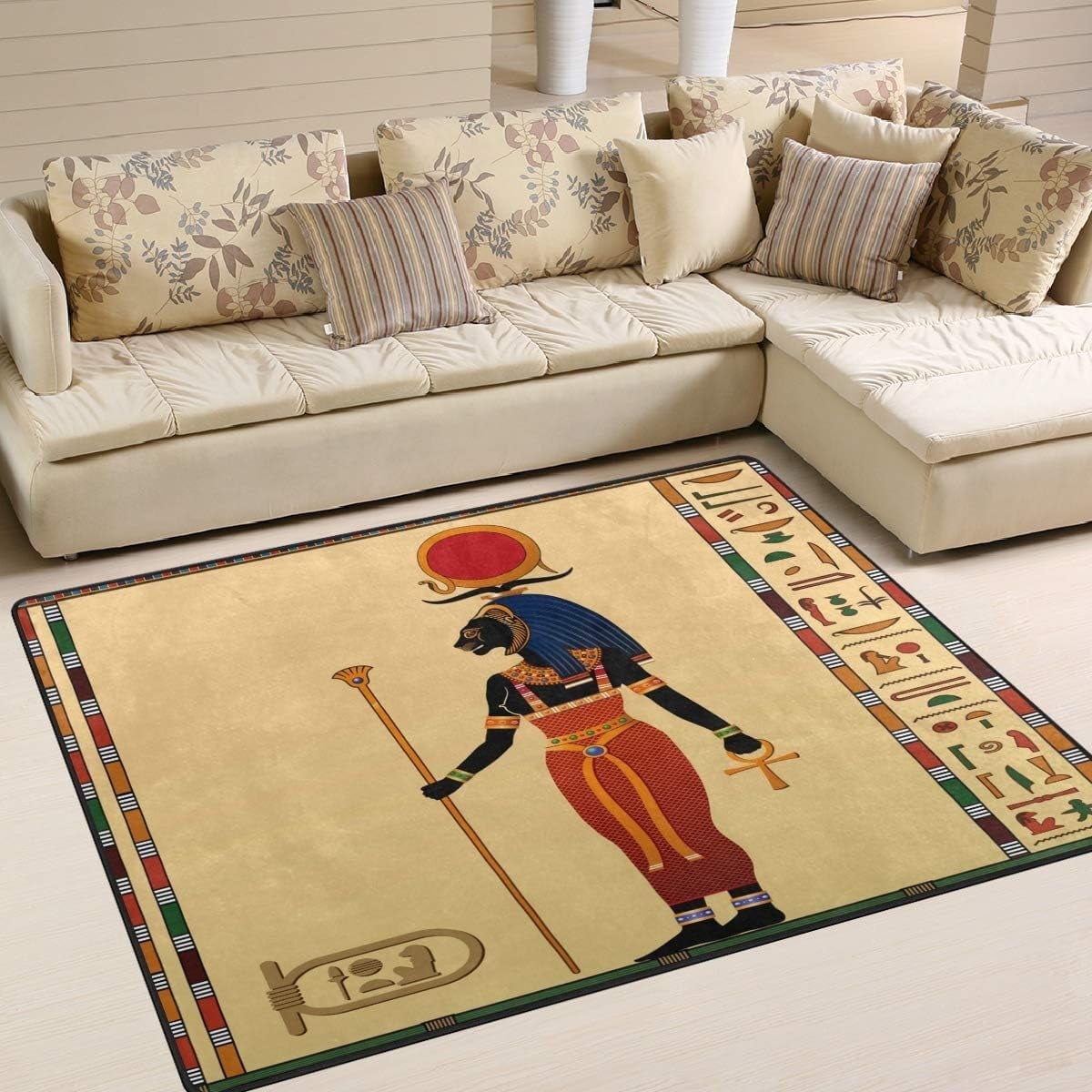 FREEAM Ancient Egyptian Culture Hieroglyphic Vintage Area Rug Mat for ...