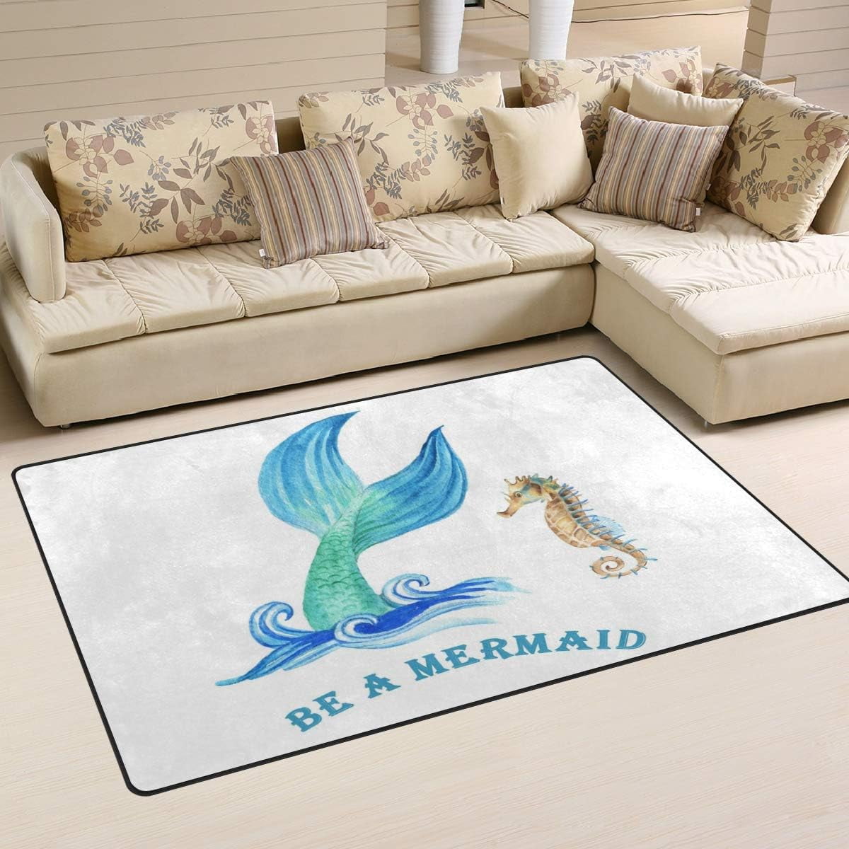 FREEAM Be A Mermaid Non Slip Area Rug for Living Dinning Room Bedroom ...