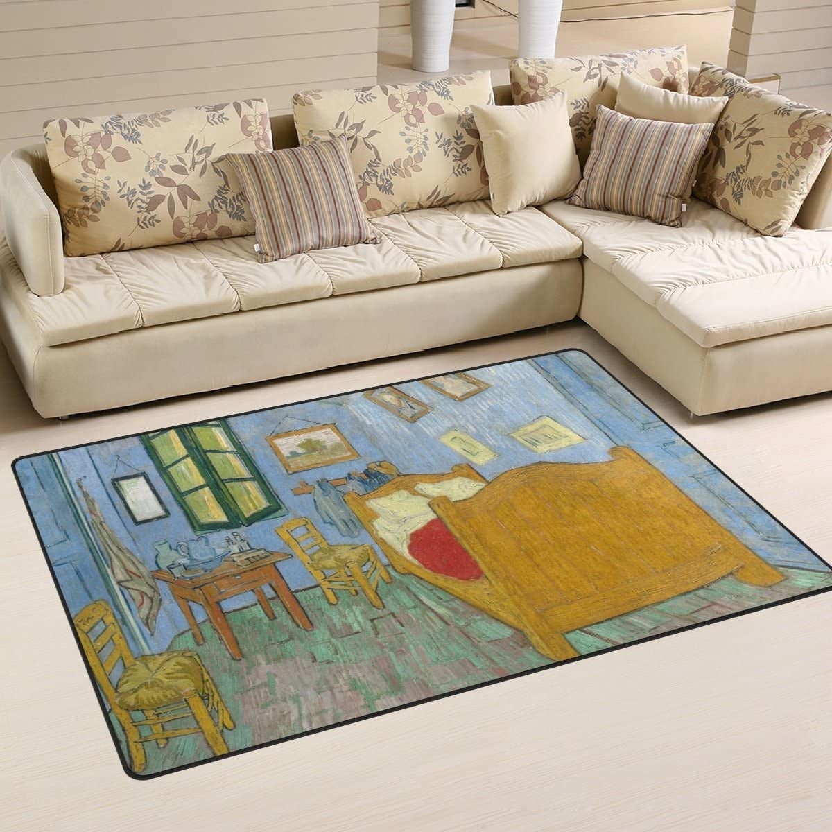 FREEAM Bedroom in Arles by Vincent Van Gogh Area Rug Rugs Non-Slip ...