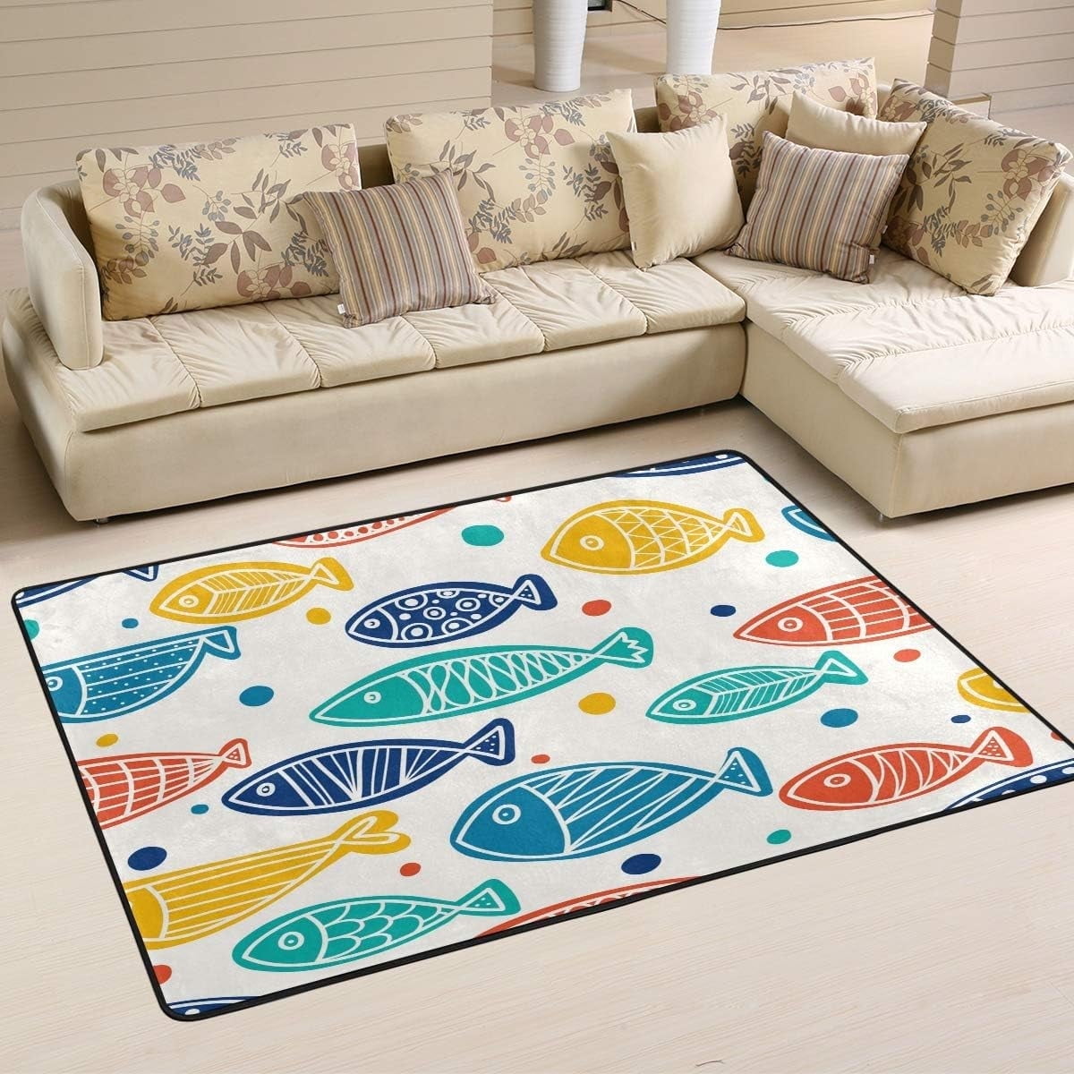 FREEAM Cute Colorful Fish Area Rug 2x3 Soft Rugs Indoor Comfort Floor ...