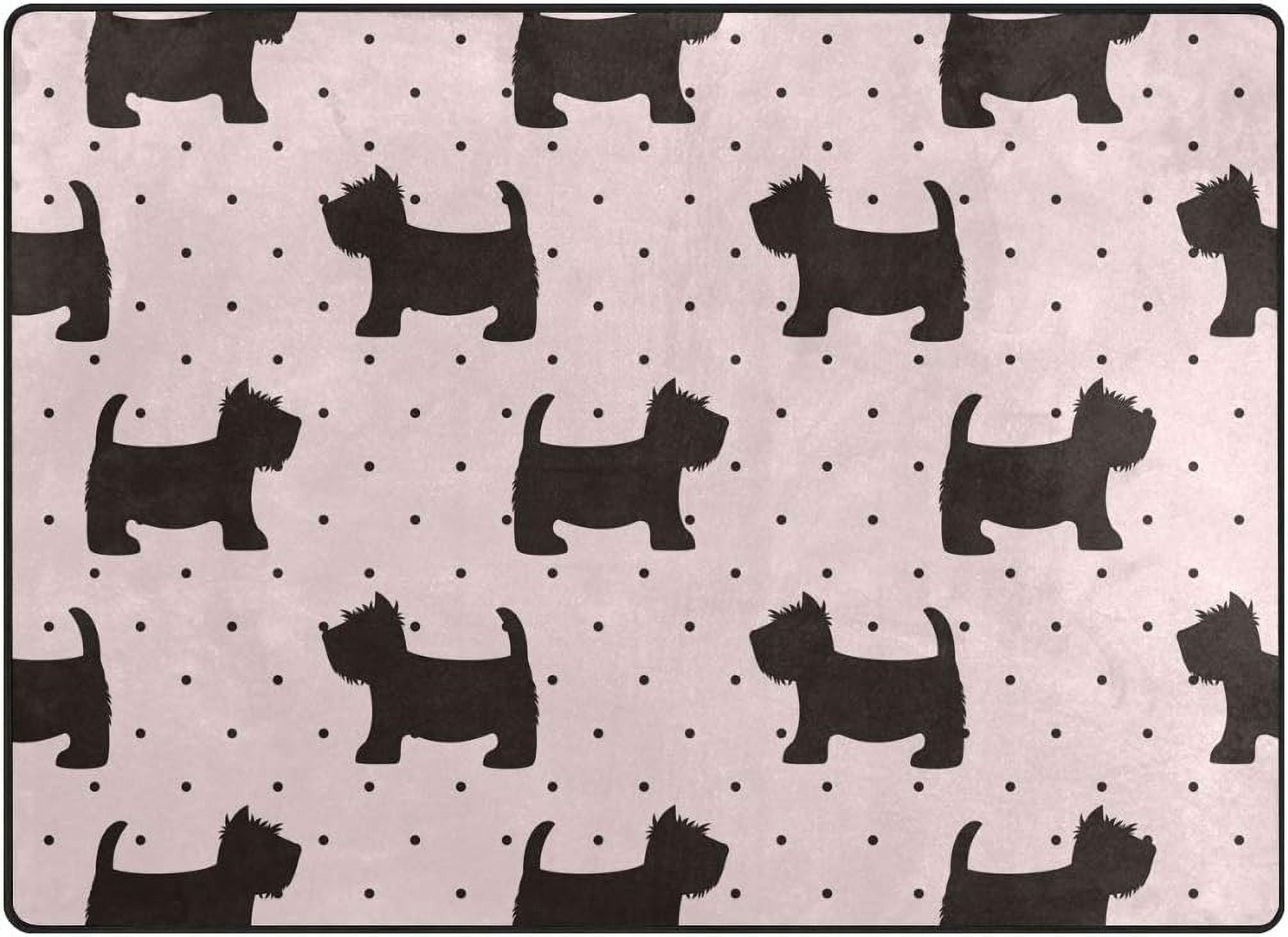 FREEAM Cute Dogs Animal Pink Polka Dots Area Rug 5x7 Soft Large Area ...