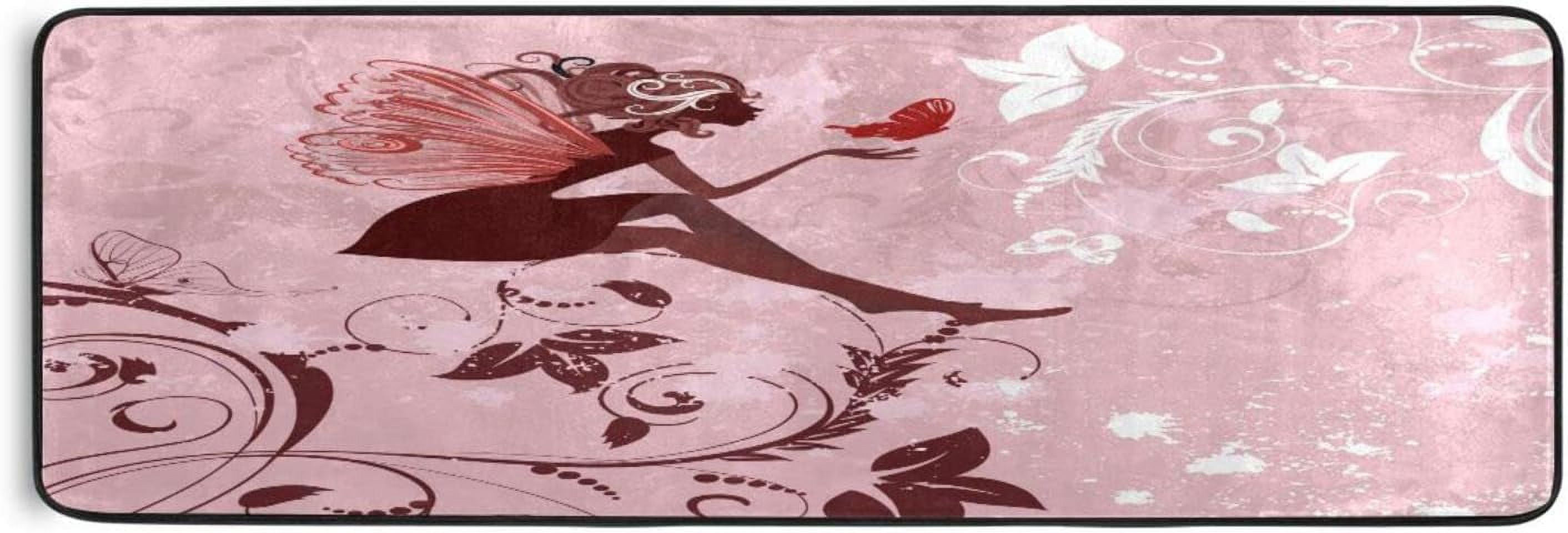 FREEAM Fairy Pattern Grunge Area Rug - 2' x 6' Washable Runner Rugs ...