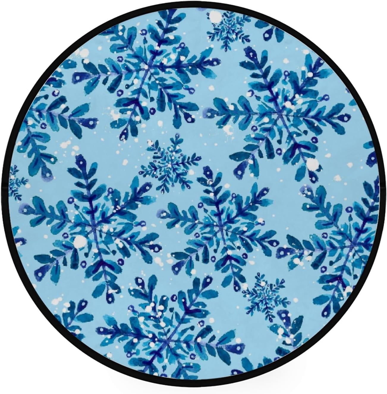 FREEAM Kids Round Nursery Area Rug 4 ft Decorative Snowflakes ...