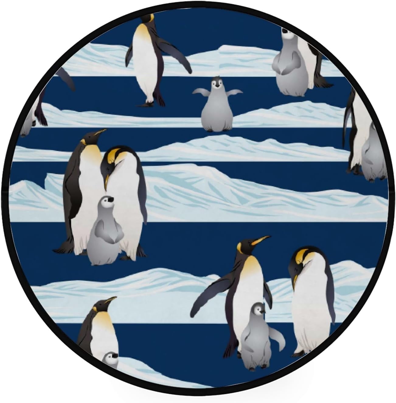 FREEAM Kids Round Nursery Area Rug 4 ft Emperor Penguins Colored Non ...