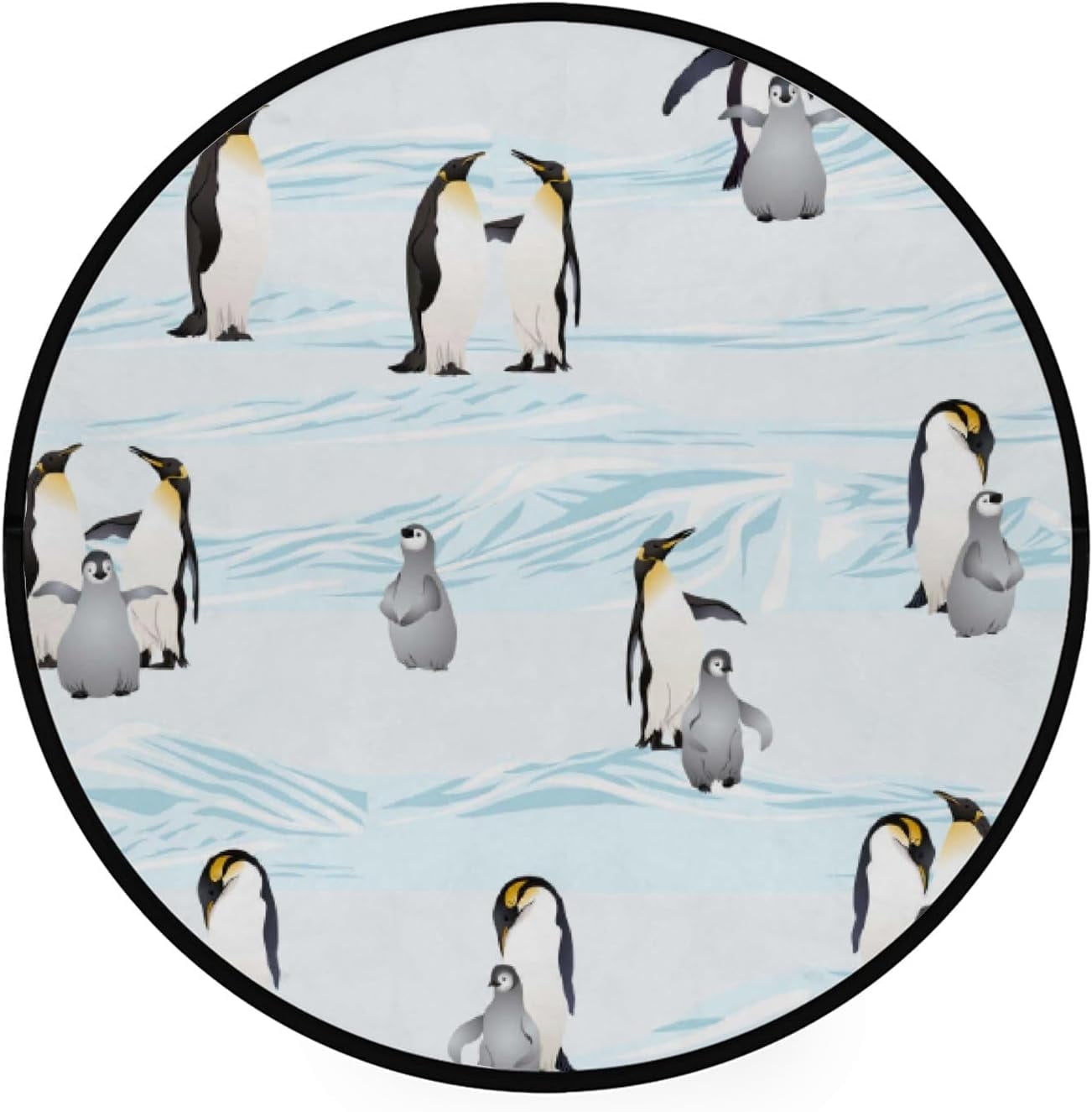 FREEAM Kids Round Nursery Area Rug 4 ft Emperor Penguins Non Slip Play ...
