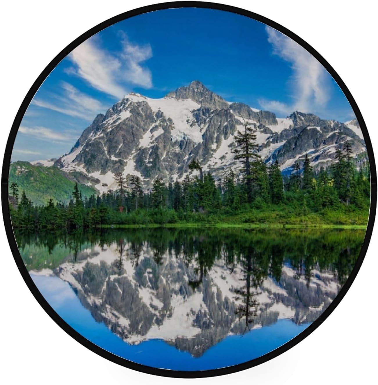 FREEAM Kids Round Nursery Area Rug 4 ft Mountain Lake Reflection Nature ...