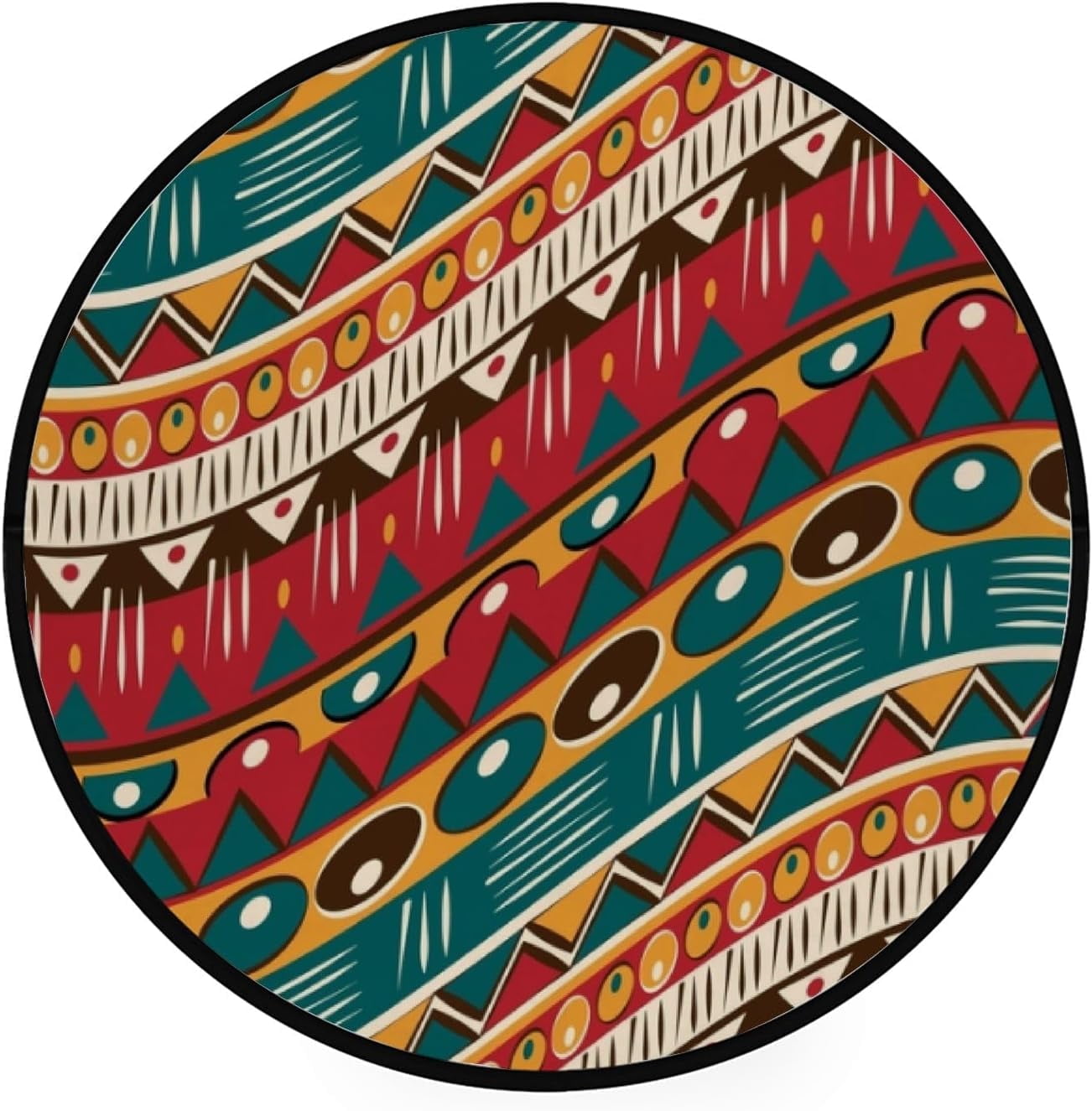 FREEAM Kids Round Nursery Area Rug 5 ft African Print Fabric Tribal ...