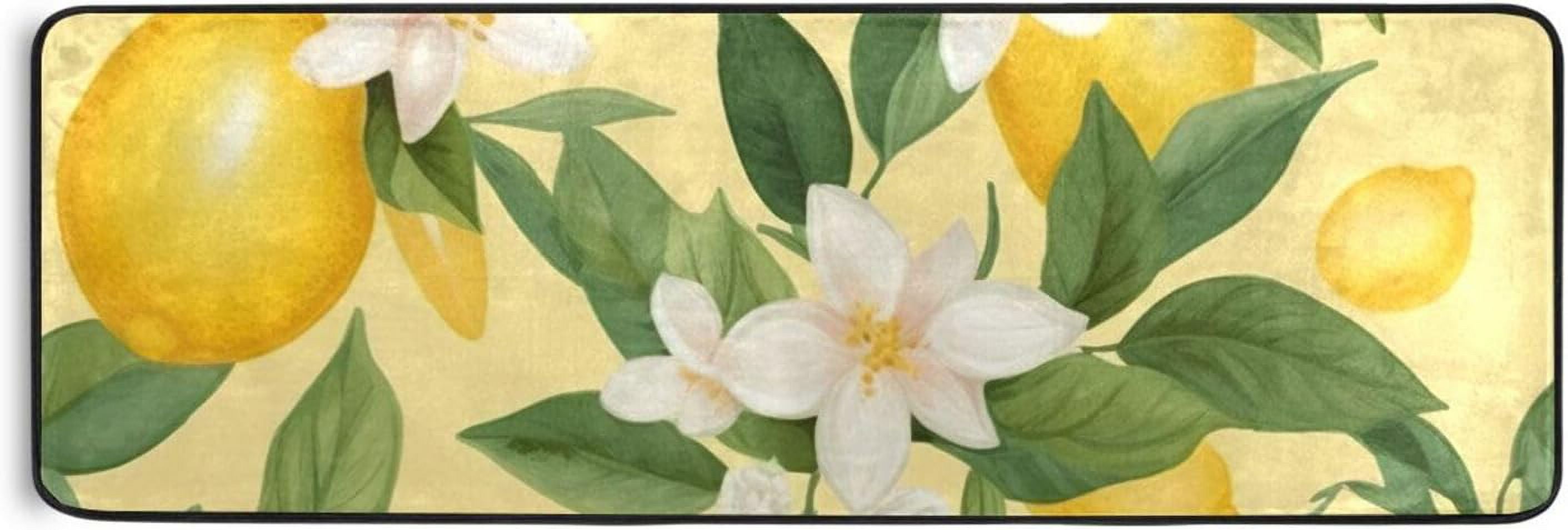 FREEAM Lemon Flower Pattern Area Rug - 2' x 6' Washable Runner Rugs ...