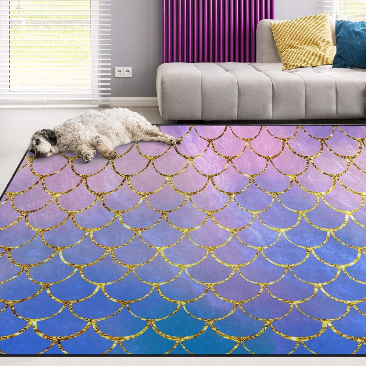 FREEAM Mermaid Non Slip Area Rug for Living Dinning Room Bedroom ...