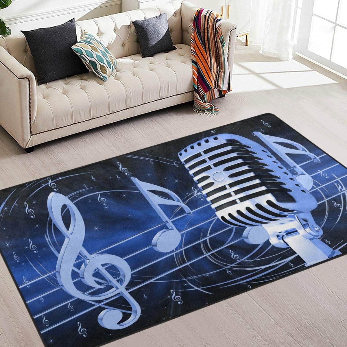 FREEAM Music Musical Area Rug 2'x3', Microphone with Music Notes ...