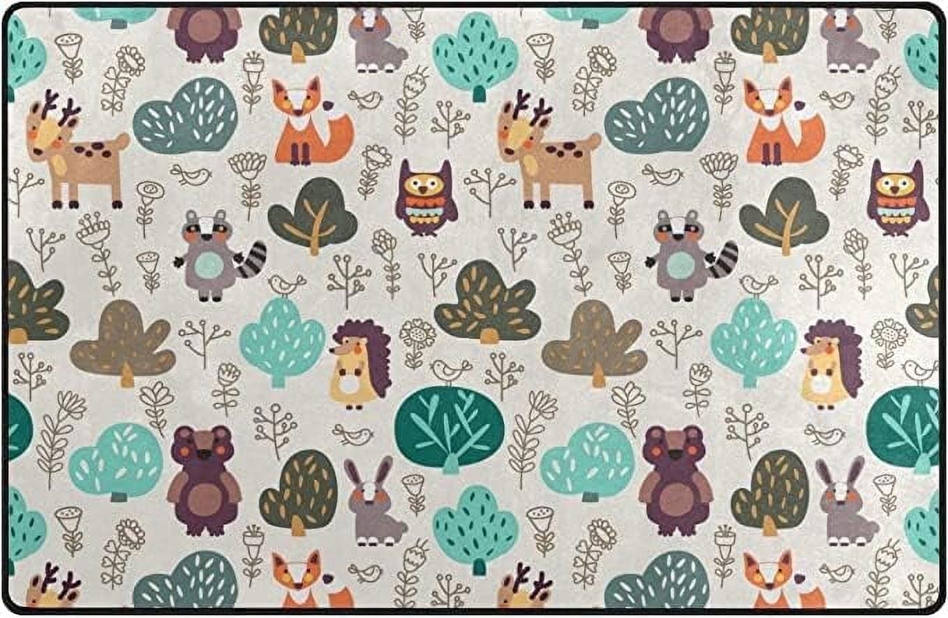 FREEAM Nursery Area Rugs Soft Foam Funny Cartoon Forest Animals Bear ...