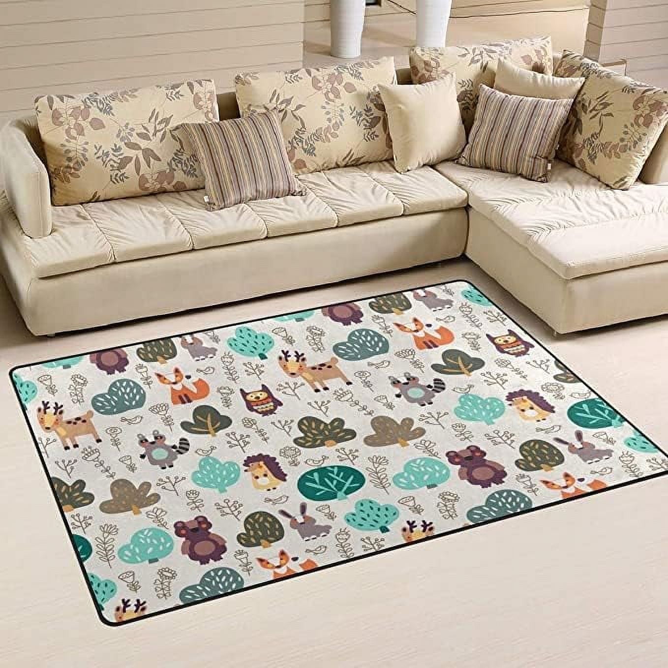 FREEAM Nursery Area Rugs Soft Foam Funny Cartoon Forest Animals Bear ...