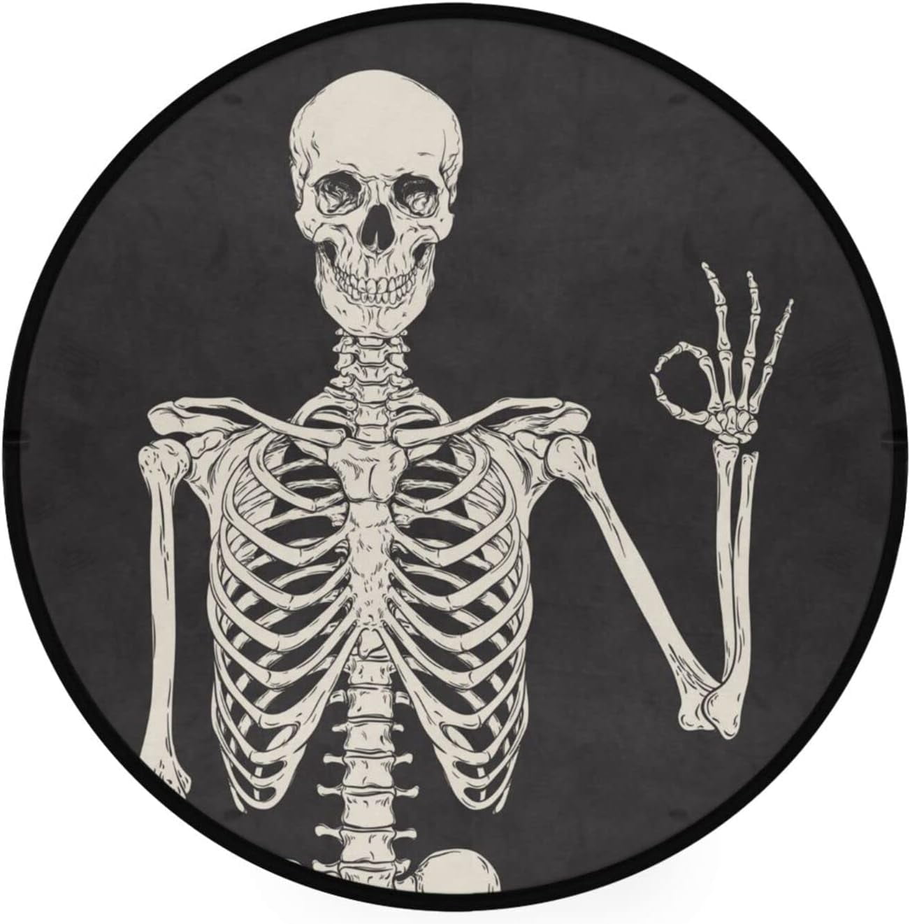 FREEAM Ok Human Skeleton Round Area Rug for Living Dining Room Bedroom ...