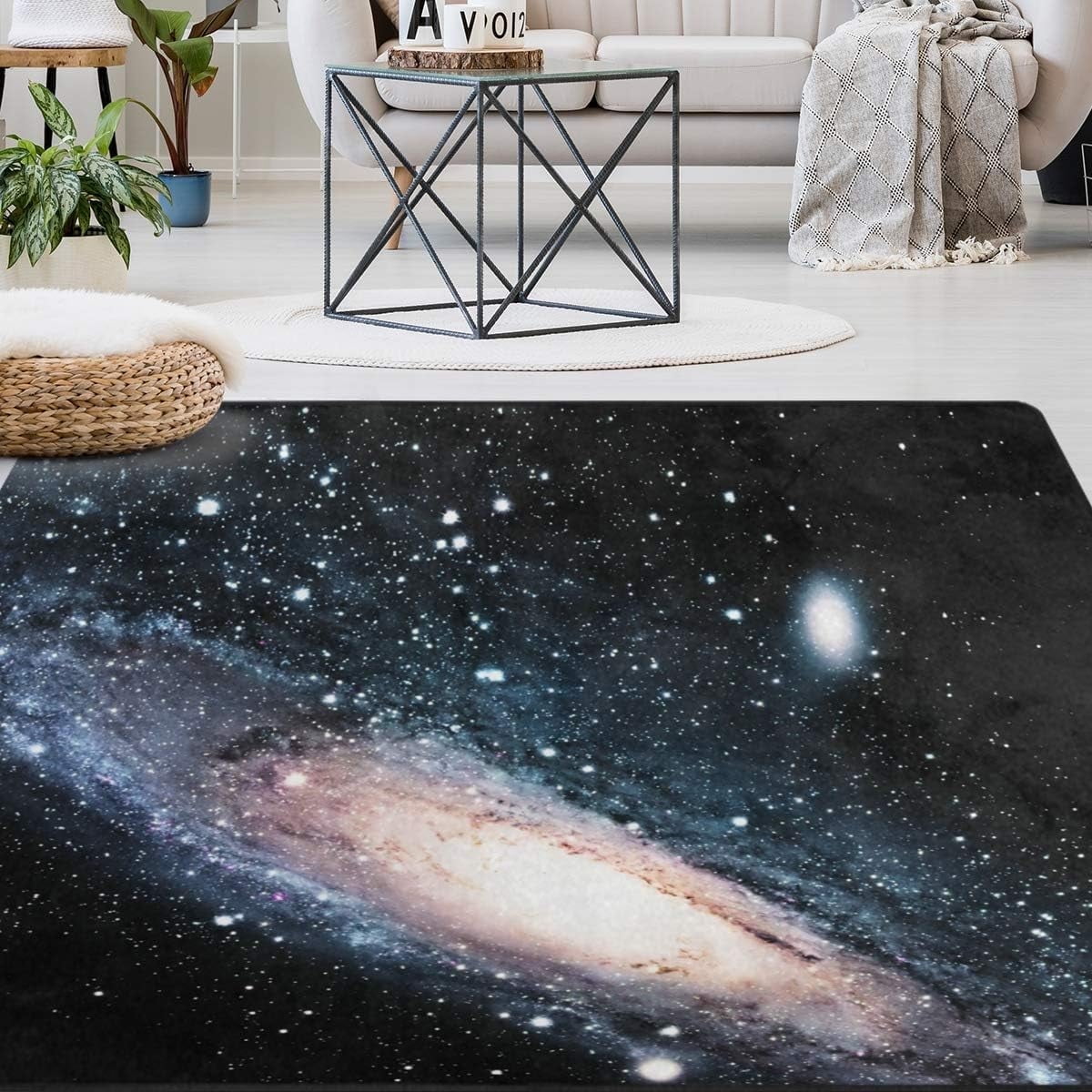 FREEAM Outer Space Area Rug 2'x3', Universe Galaxy Spiral Polyester ...