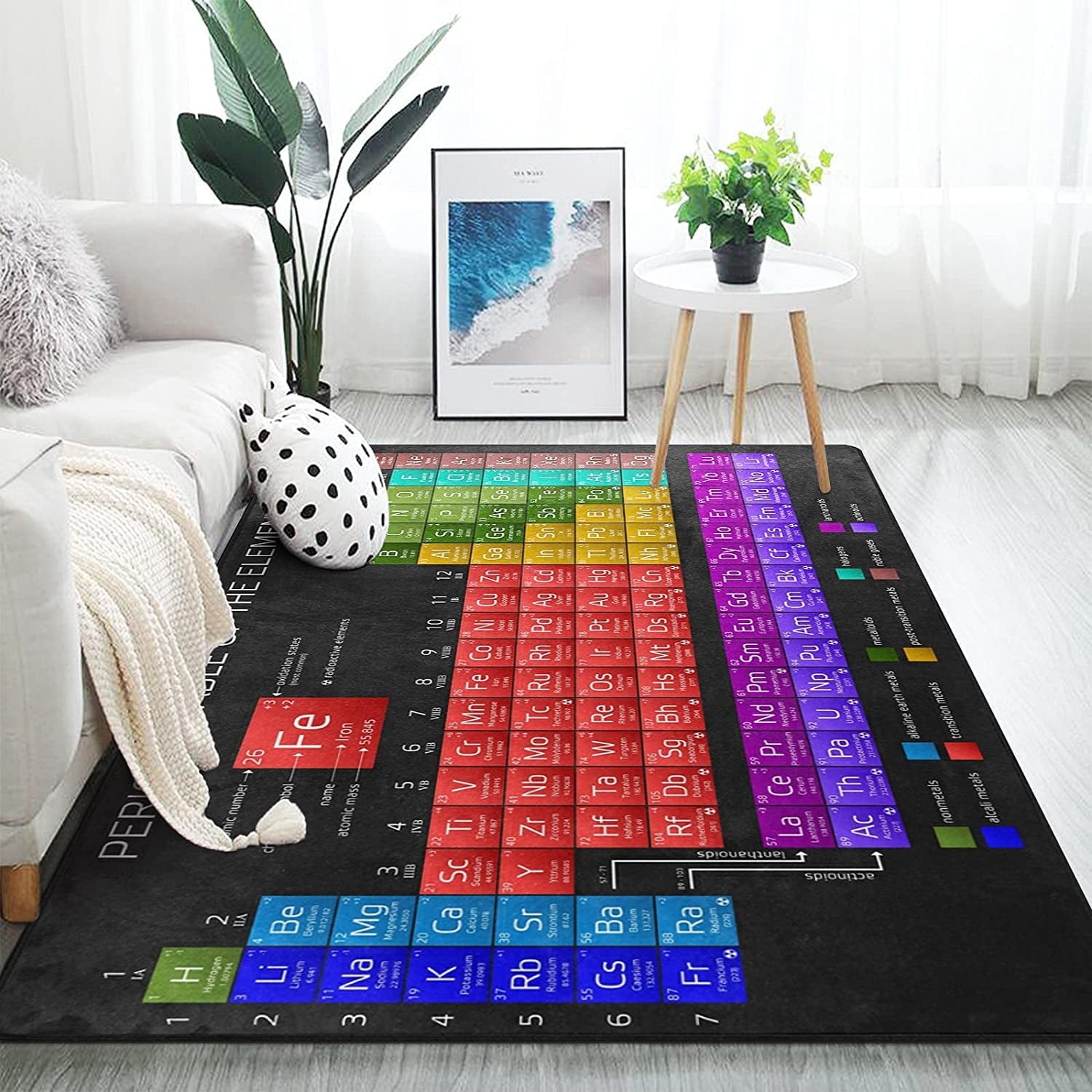FREEAM Periodic Table of The Elements Chemistry Area Rug Mat for Living ...