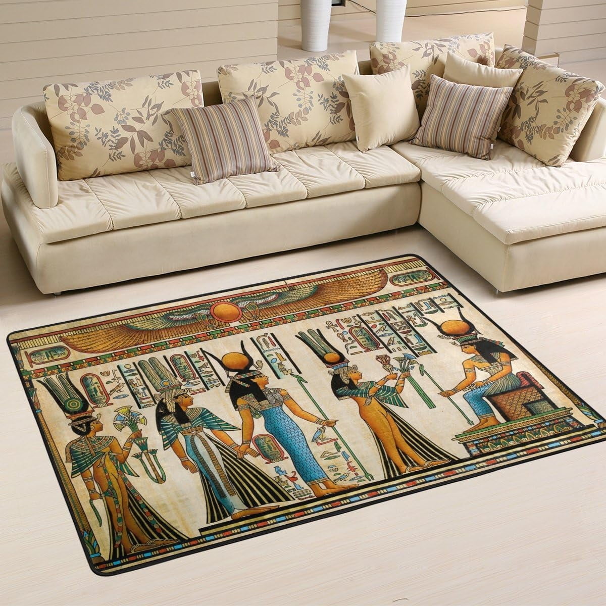FREEAM Retro Ancient Egyptian Culture Area Rug Mat for Living Dining ...