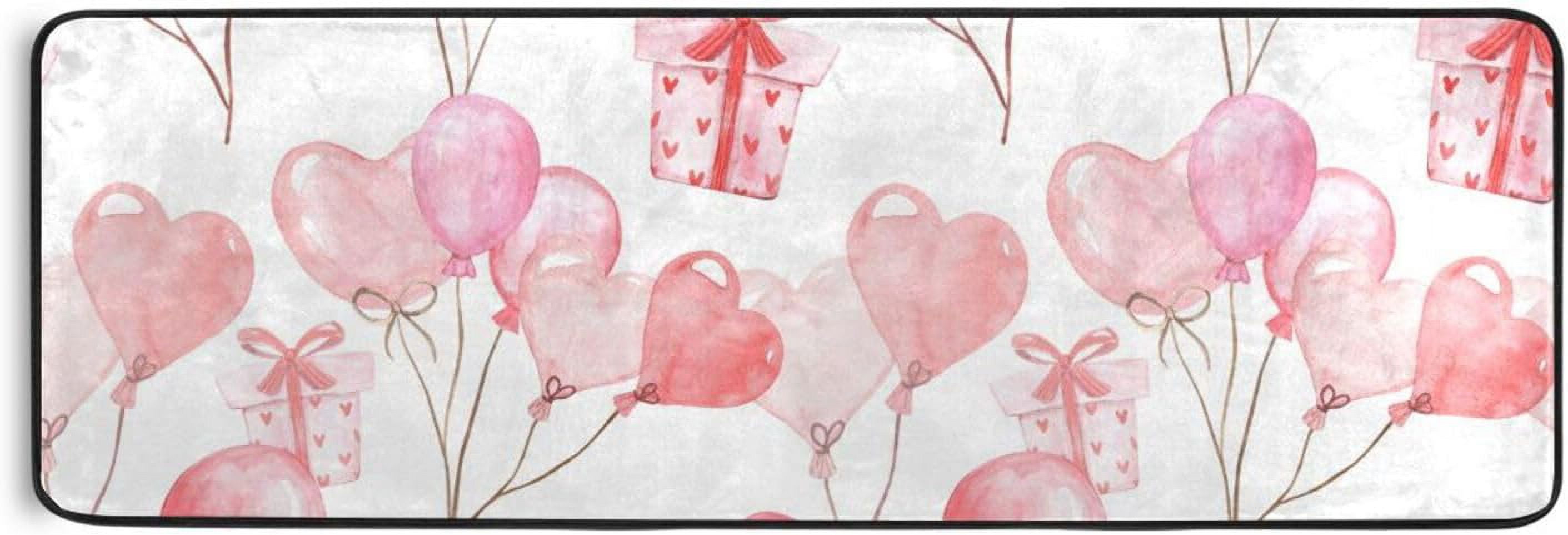 FREEAM Romantic Heart Printing Area Rug - 2' x 6' Washable Runner Rugs ...