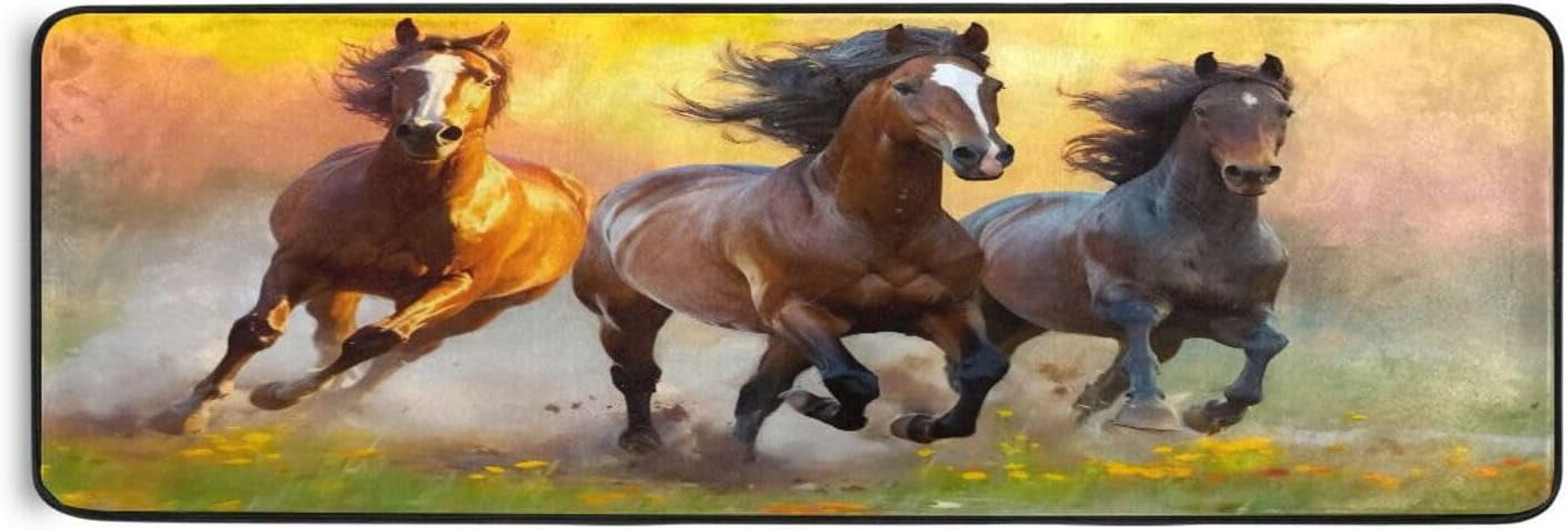 FREEAM Running Horse Painting Area Rug - 2' x 6' Washable Runner Rugs ...