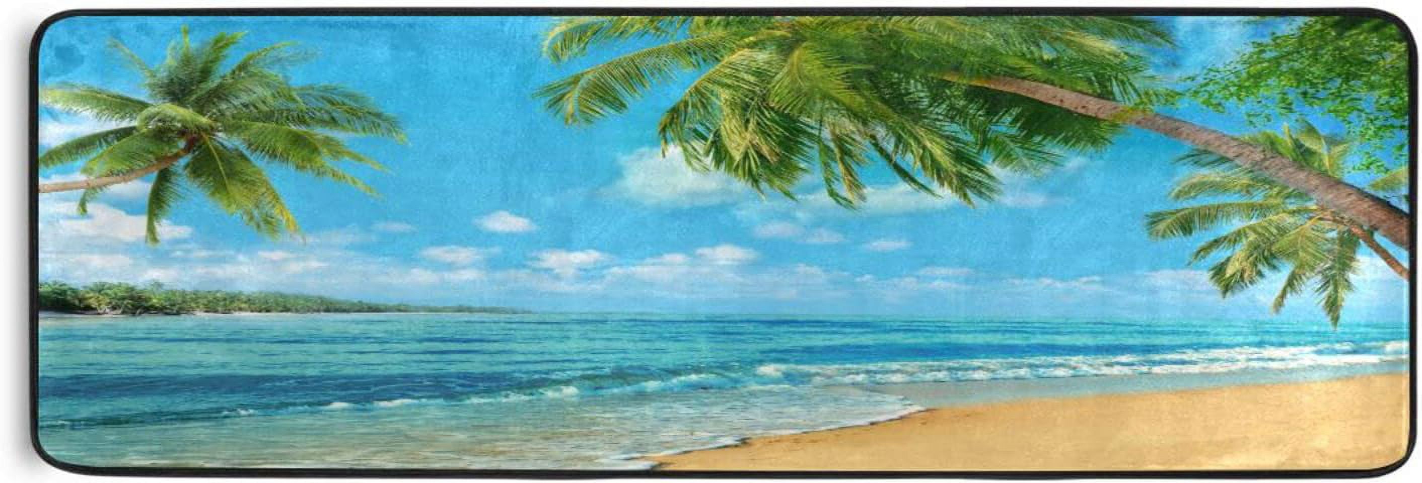 FREEAM Sea Beach Area Rug - 2' x 6' Washable Runner Rugs with Rubber ...