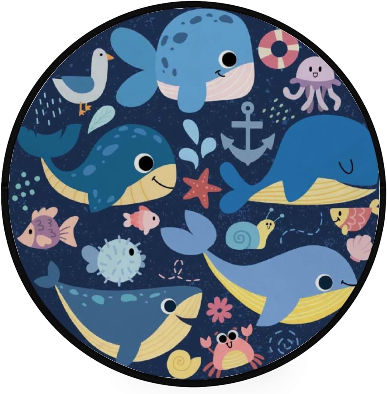 FREEAM Soft Foam Nursery Area Rugs 3 ft Cute Ocean Animals Whale Shark ...