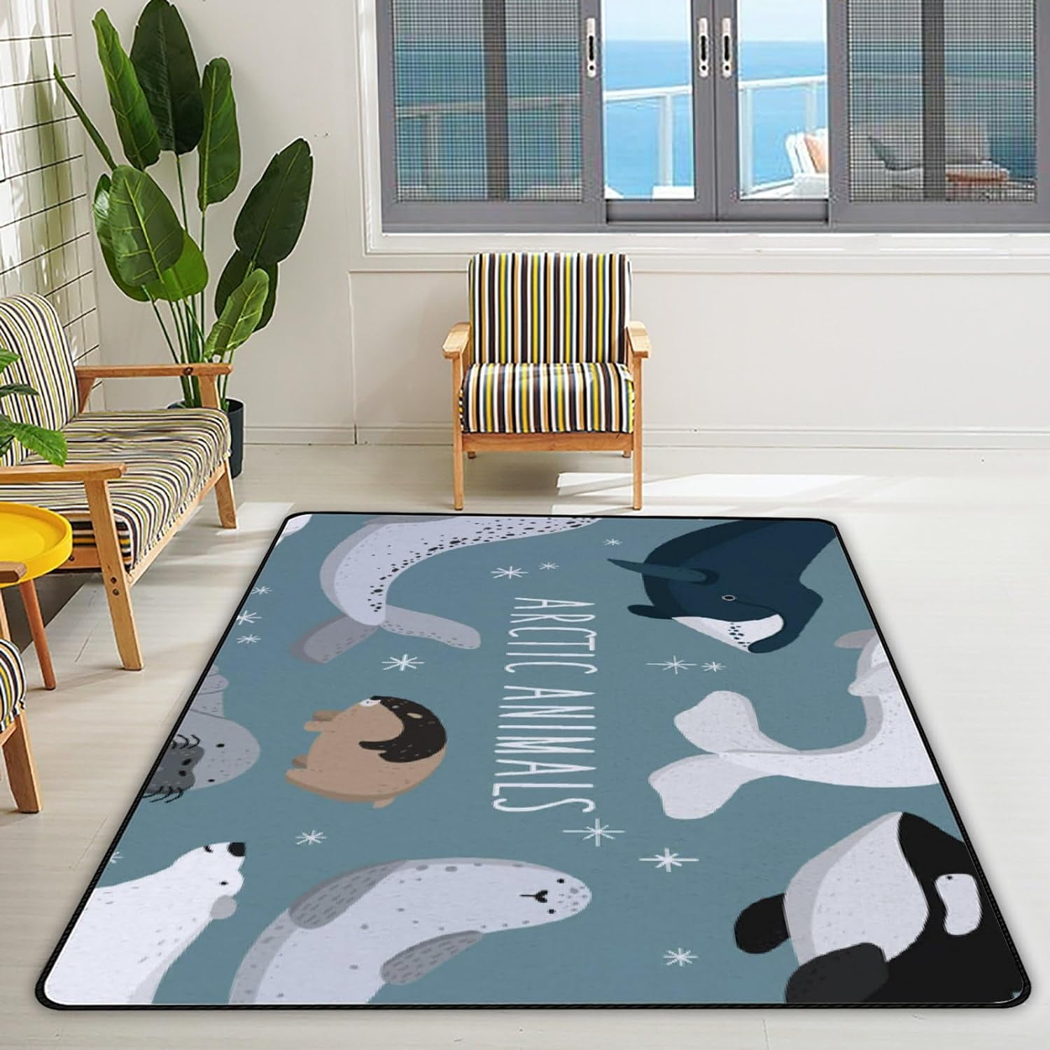 FREEAM Soft Foam Nursery Area Rugs Arctic Animals Polar Bear Whale Seal ...