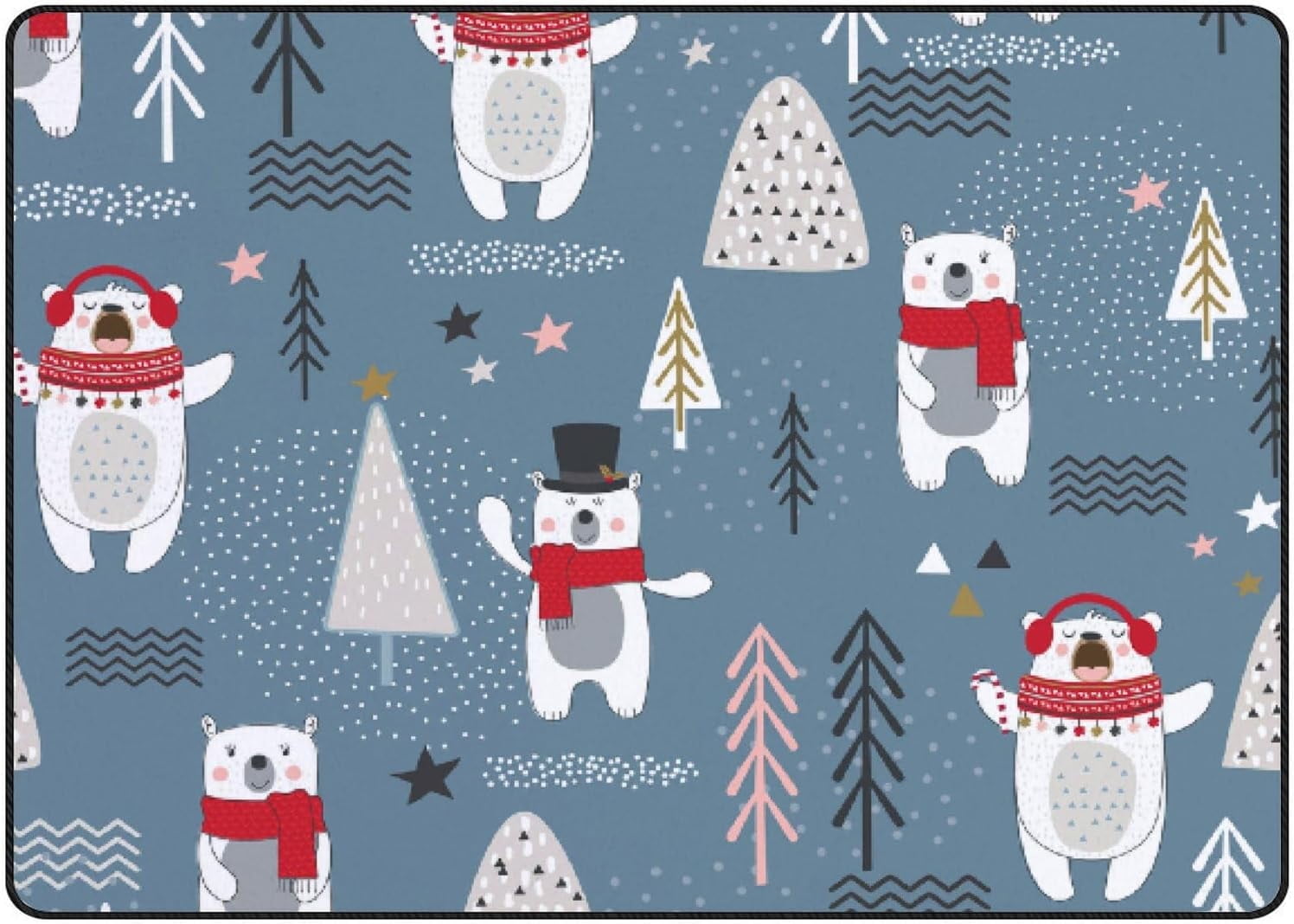 FREEAM Soft Foam Nursery Area Rugs Bear Forest Shapes Non Slip Play ...
