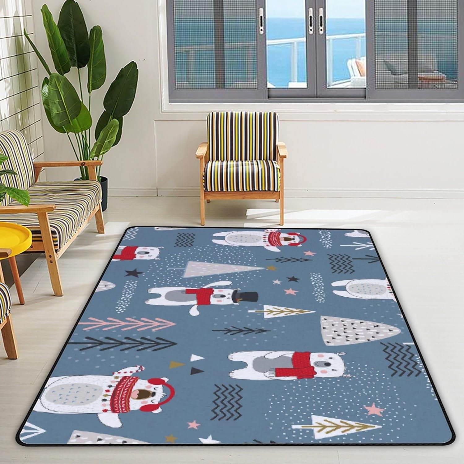 FREEAM Soft Foam Nursery Area Rugs Bear Forest Shapes Non Slip Play ...