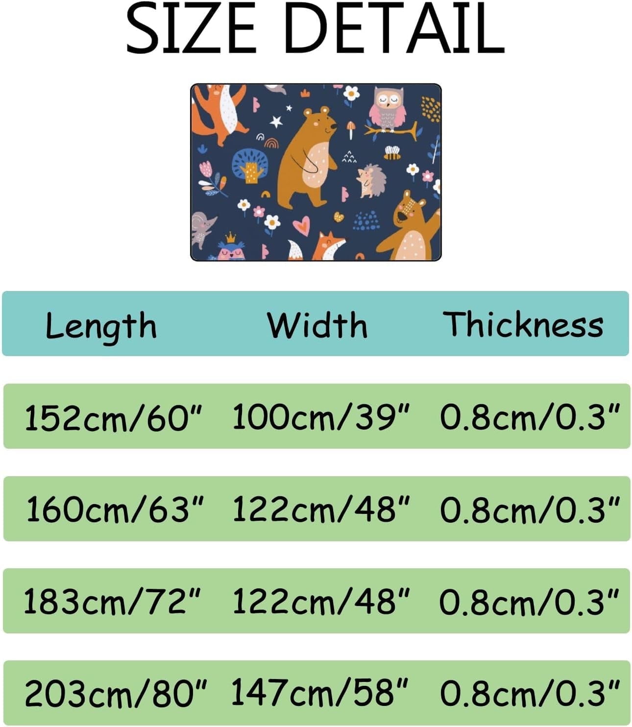 FREEAM Soft Foam Nursery Area Rugs Cartoon Fox Bear Racoon Owl Non Slip ...