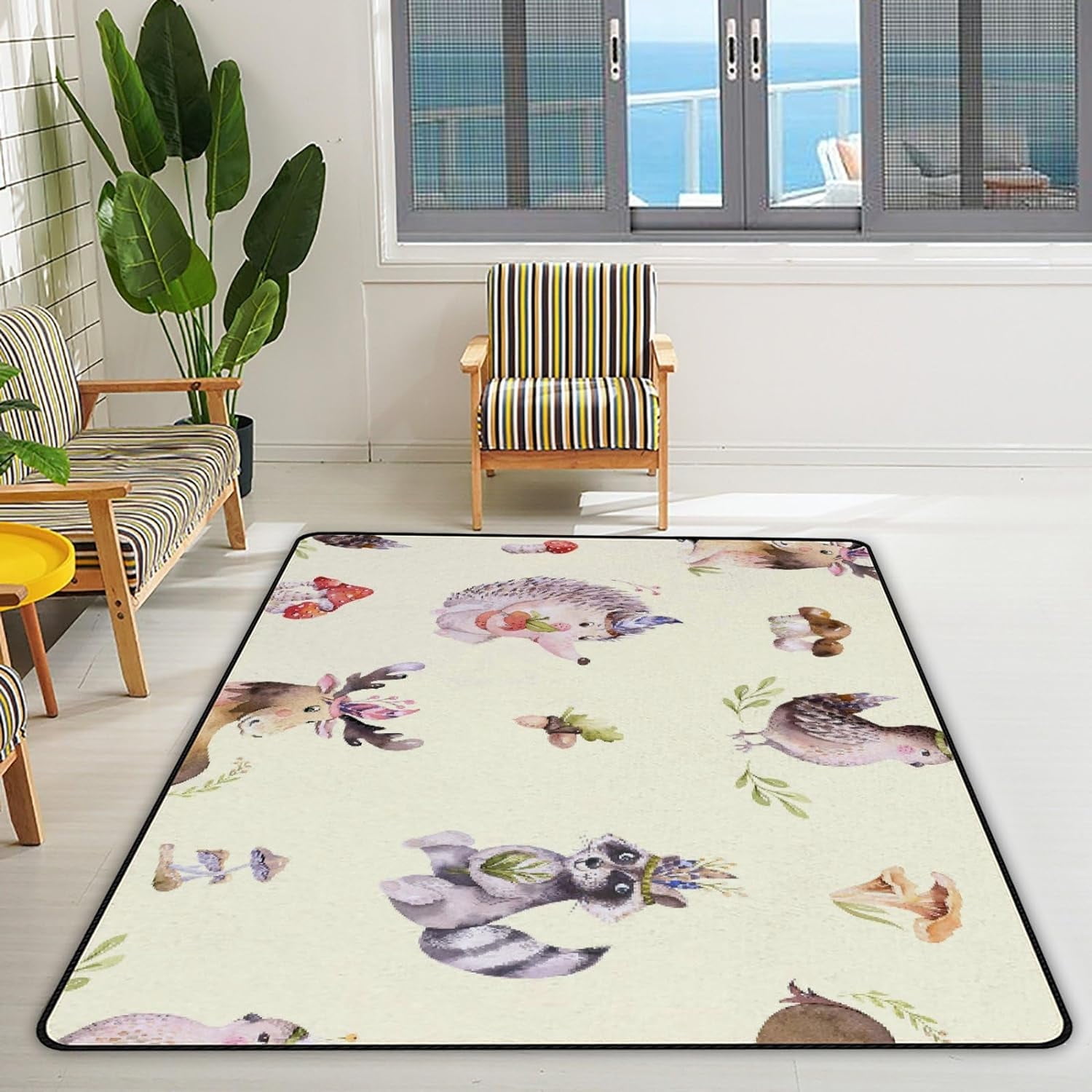 FREEAM Soft Foam Nursery Area Rugs Cartoon Hedgehog Squirrel Animals ...