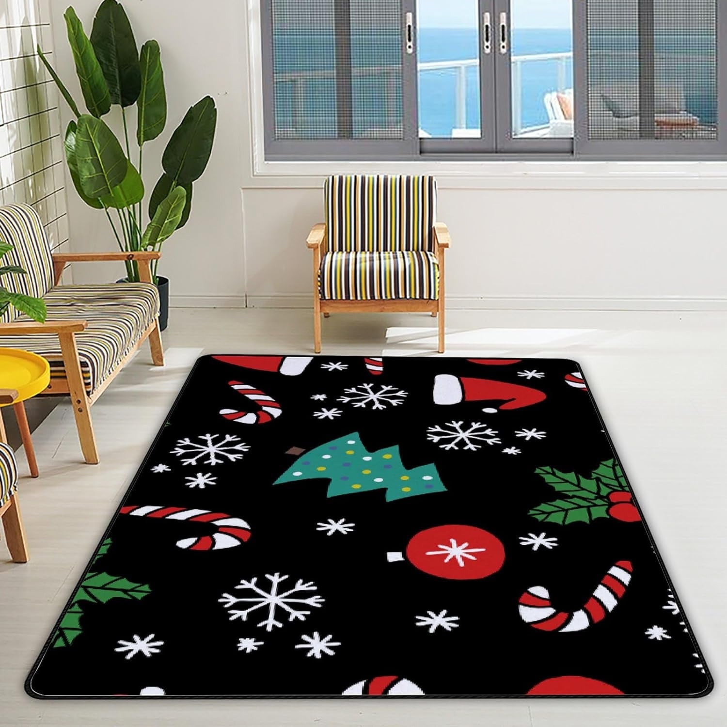 FREEAM Soft Foam Nursery Area Rugs Christmas Seamless Doodle Non Slip ...