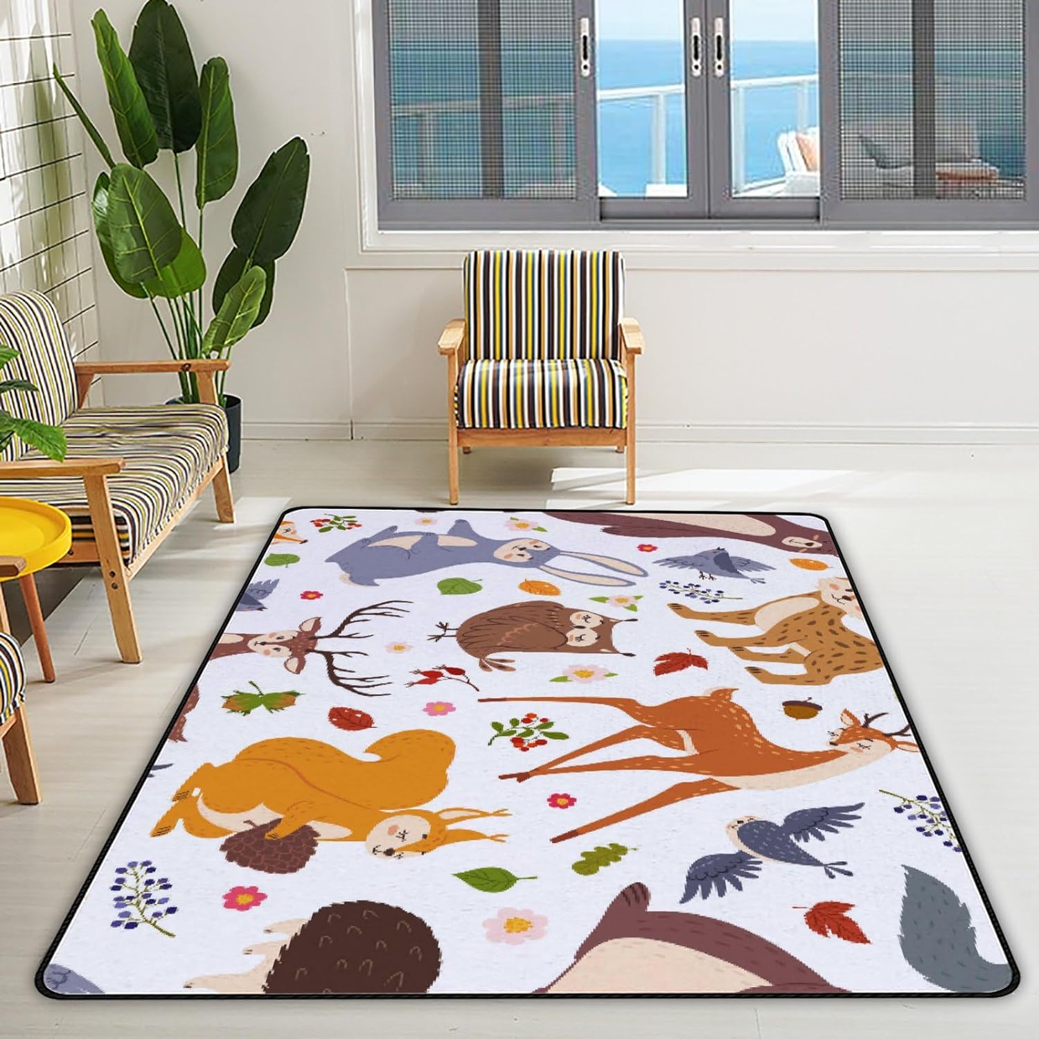FREEAM Soft Foam Nursery Area Rugs Cute Animals Fox Bear Rabbit Deer ...