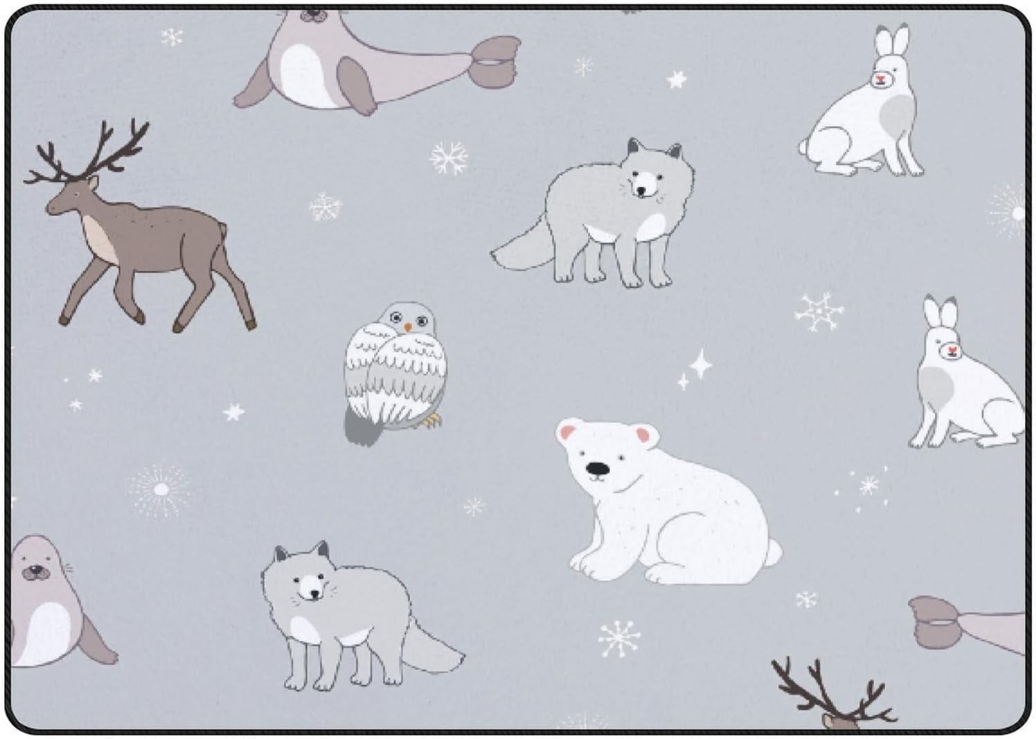 FREEAM Soft Foam Nursery Area Rugs Doodle Cartoon Animals Non Slip Play ...