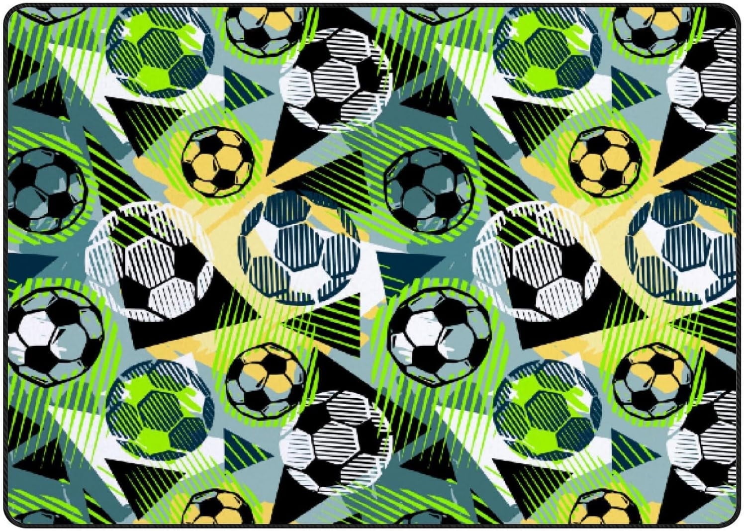 FREEAM Soft Foam Nursery Area Rugs Football Doodle Non Slip Play Mats ...