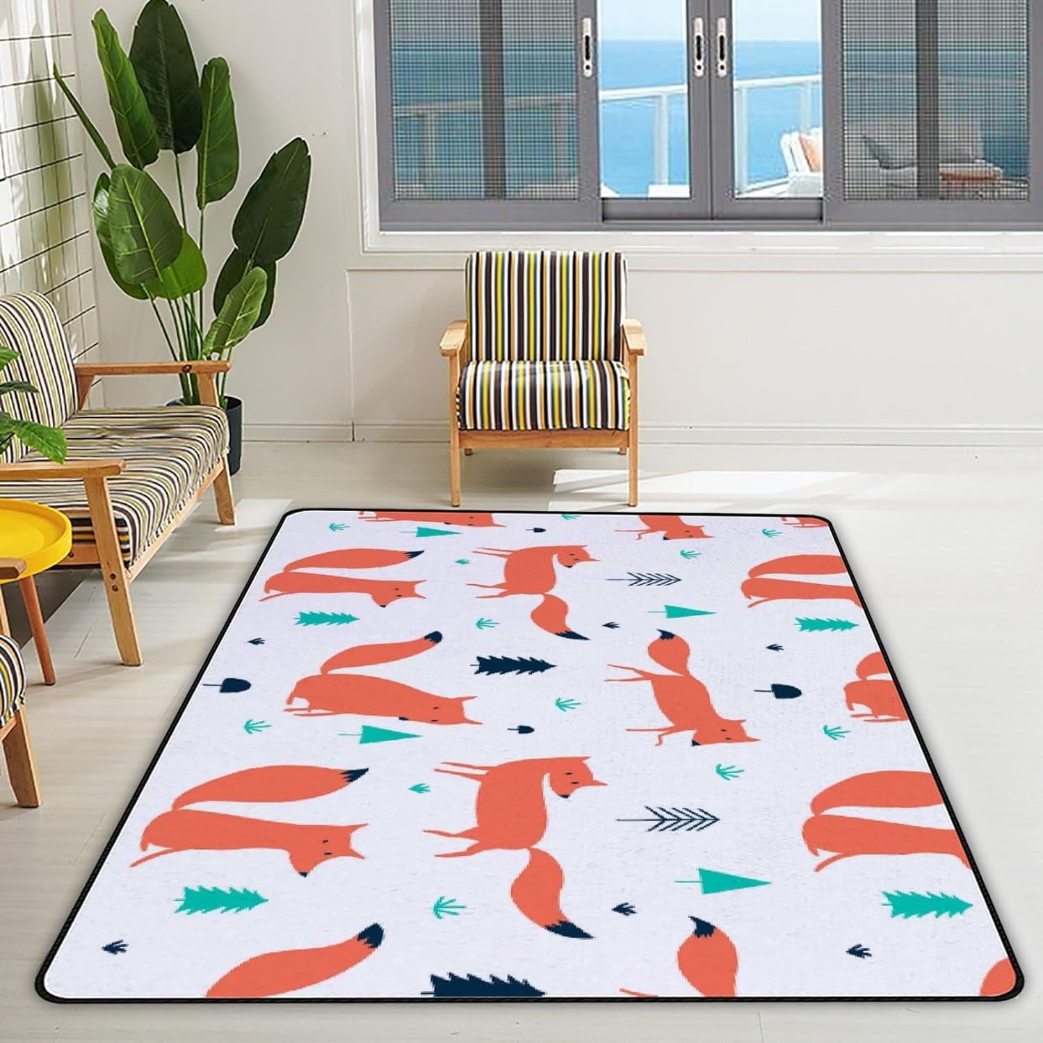FREEAM Soft Foam Nursery Area Rugs Fox Patterns Non Slip Play Mats for ...