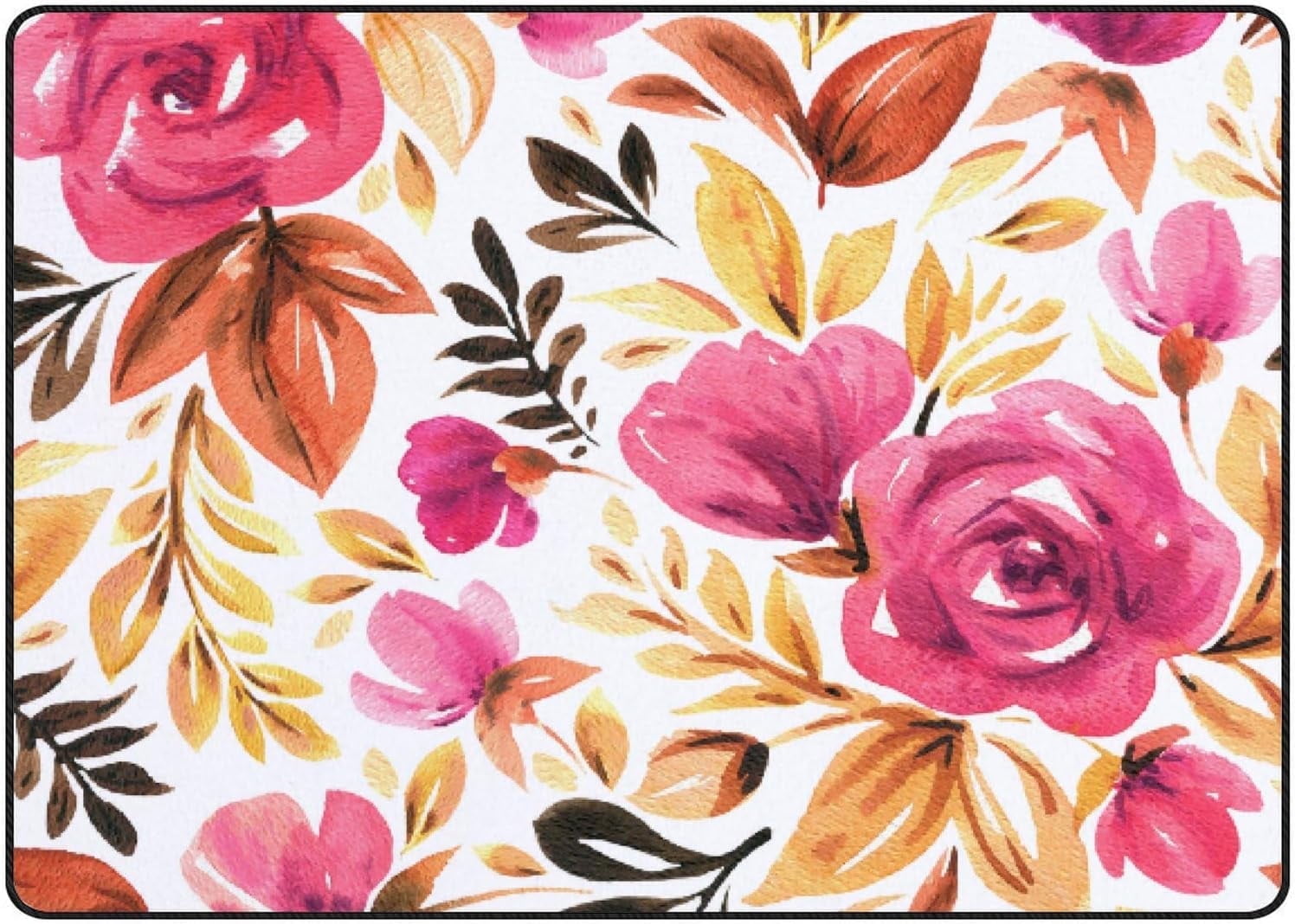 FREEAM Soft Foam Nursery Area Rugs Seamless Pink Coral Floral Pattern ...