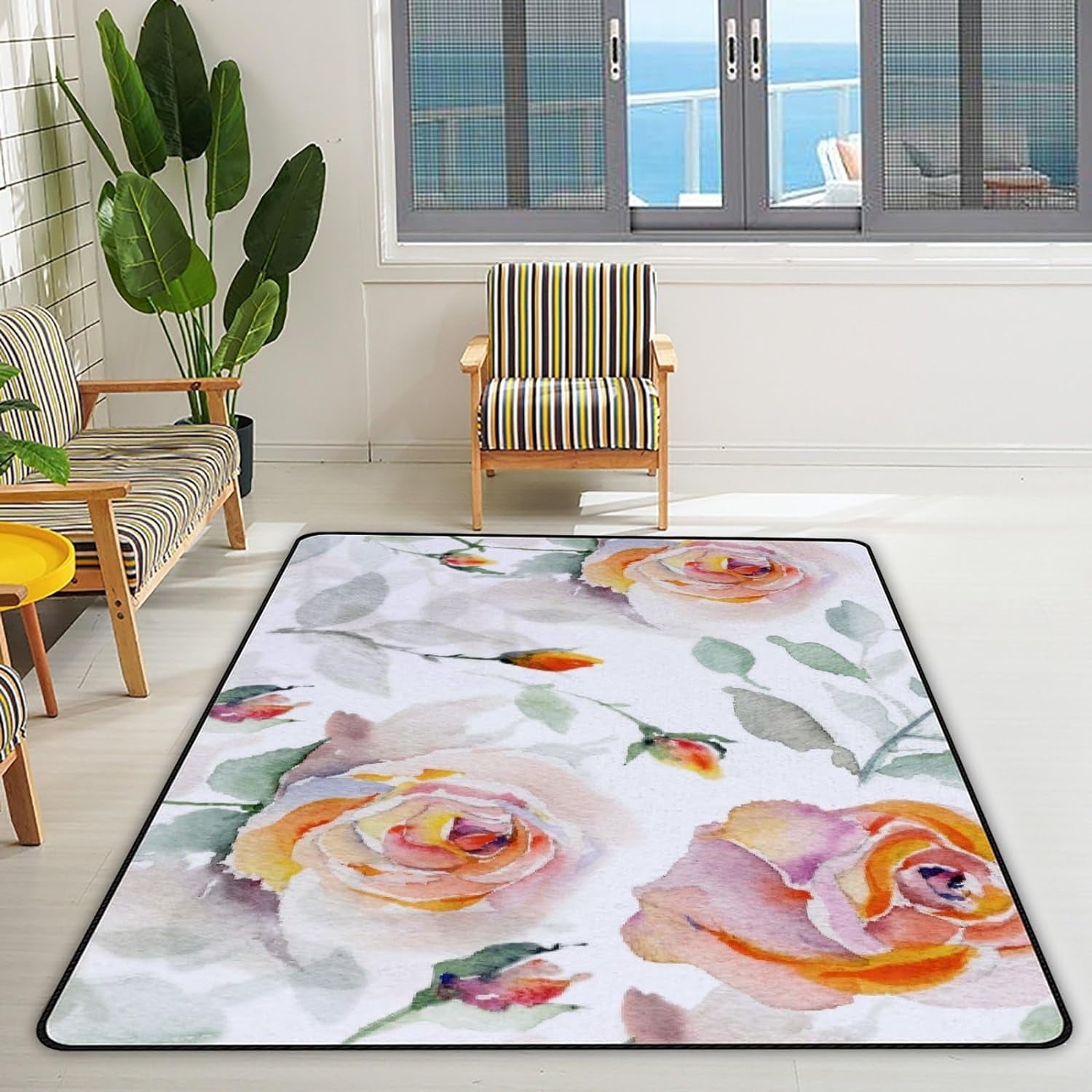 FREEAM Soft Foam Nursery Area Rugs Watercolor Roses Play Mats for Kids ...