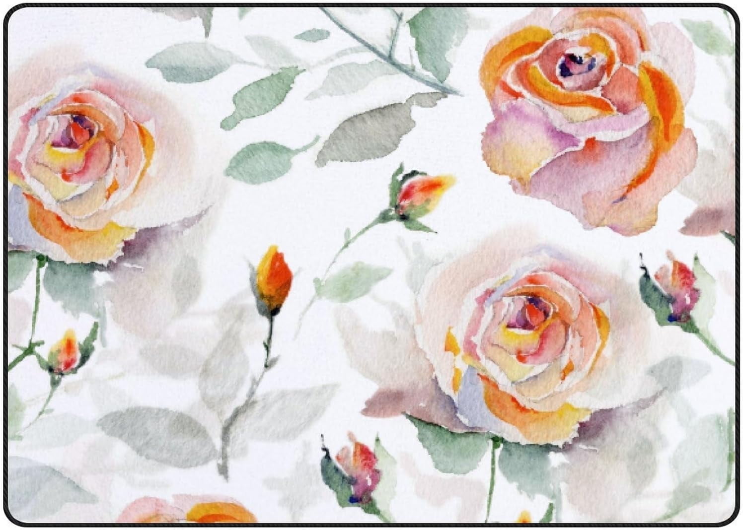 FREEAM Soft Foam Nursery Area Rugs Watercolor Roses Play Mats for Kids ...