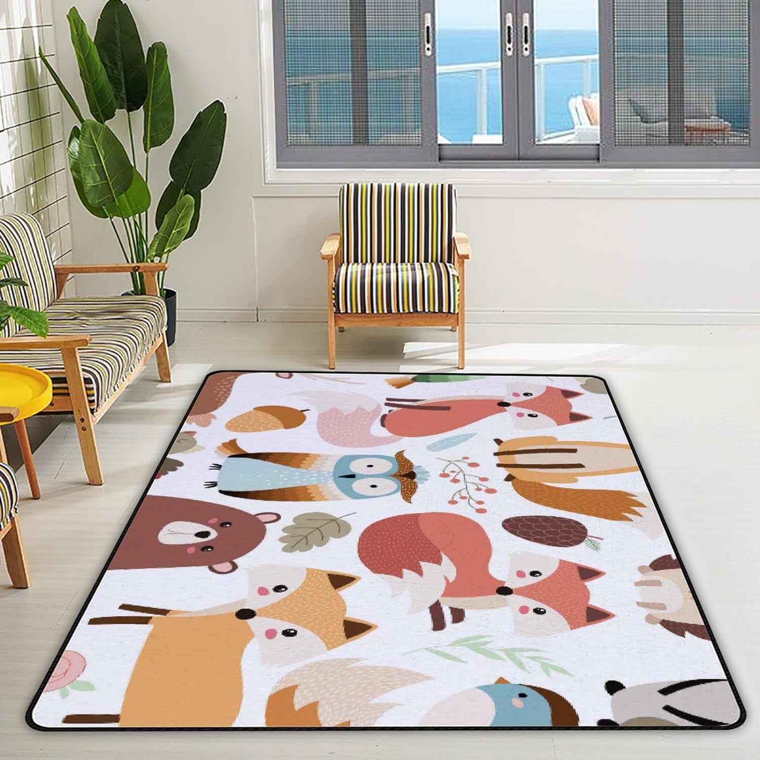 FREEAM Soft Foam Nursery Area Rugs Woodland Animals Non Slip Play Mats ...
