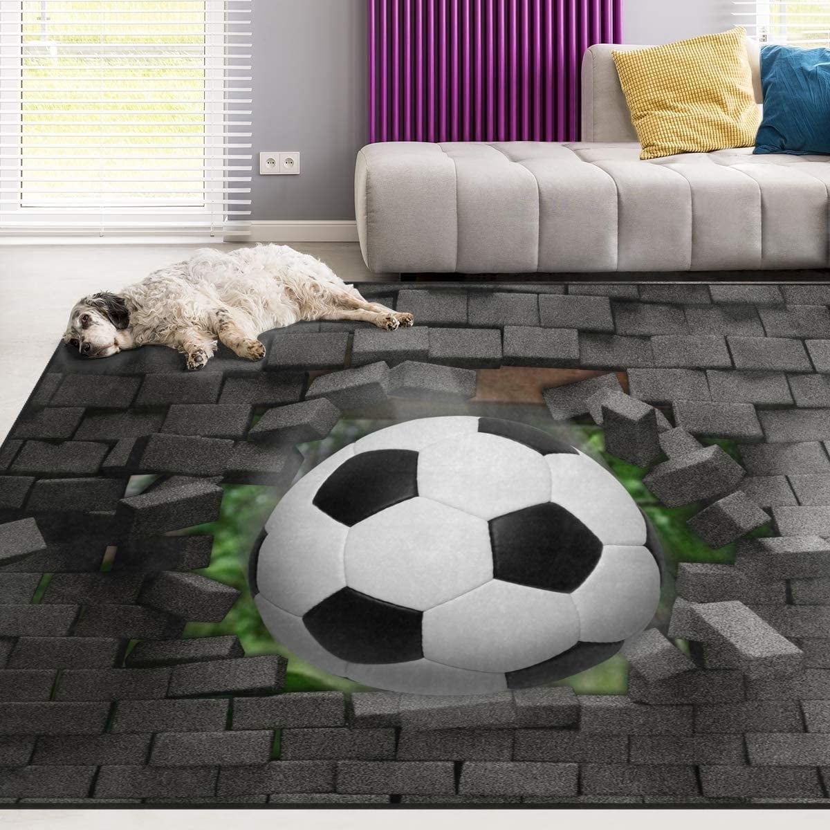 FREEAM Sport Area Rug 3'x5', Football Soccer Polyester Area Rug Mat for ...