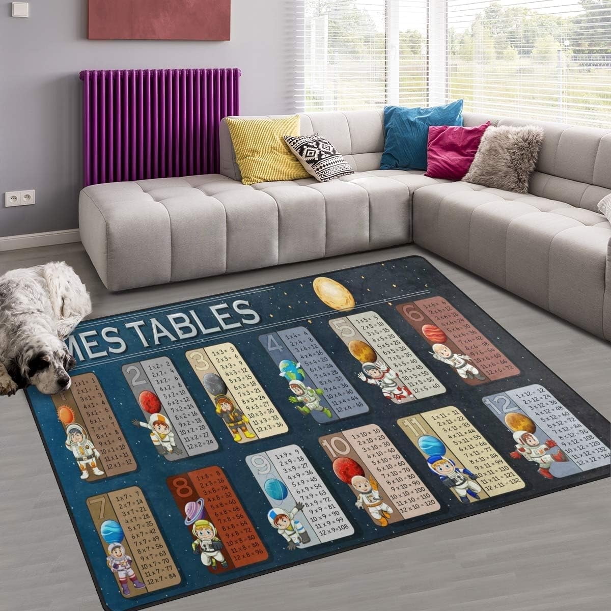 FREEAM Times Tables Galaxy Non Slip Area Rug for Living Dinning Room ...