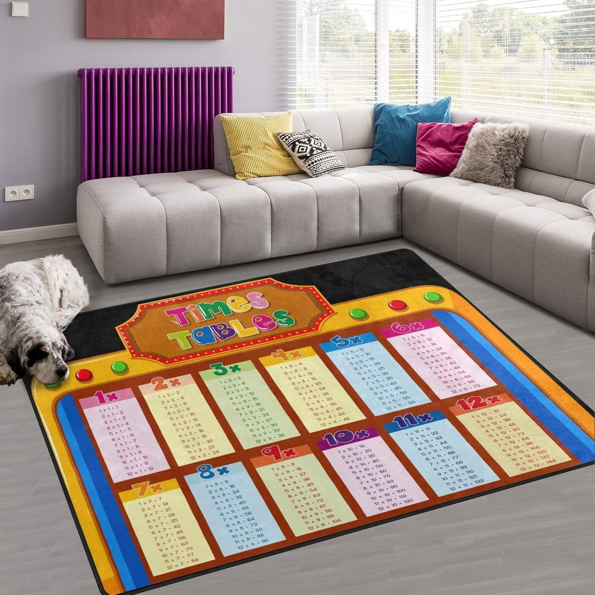 FREEAM Times Tables Non Slip Area Rug for Living Dinning Room Bedroom ...