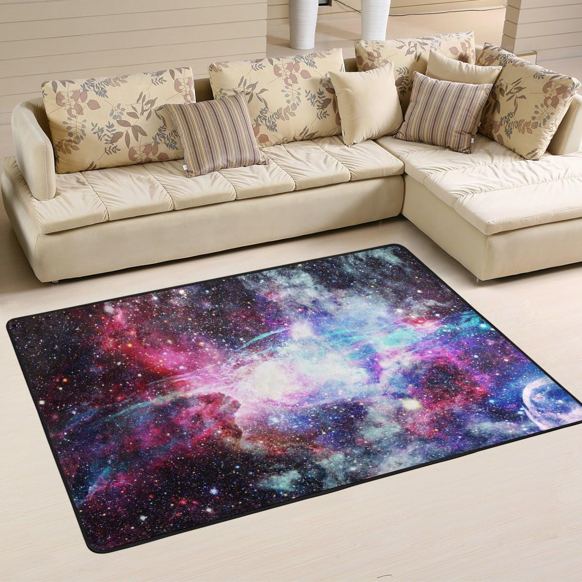 FREEAM Universe Galaxy Space Non Slip Area Rug for Living Dinning Room ...