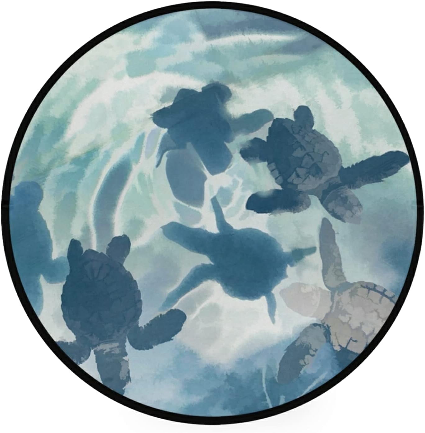 FREEAM Watercolor Turtle Round Area Rug Ocean Turtle Non Slip Absorbent ...