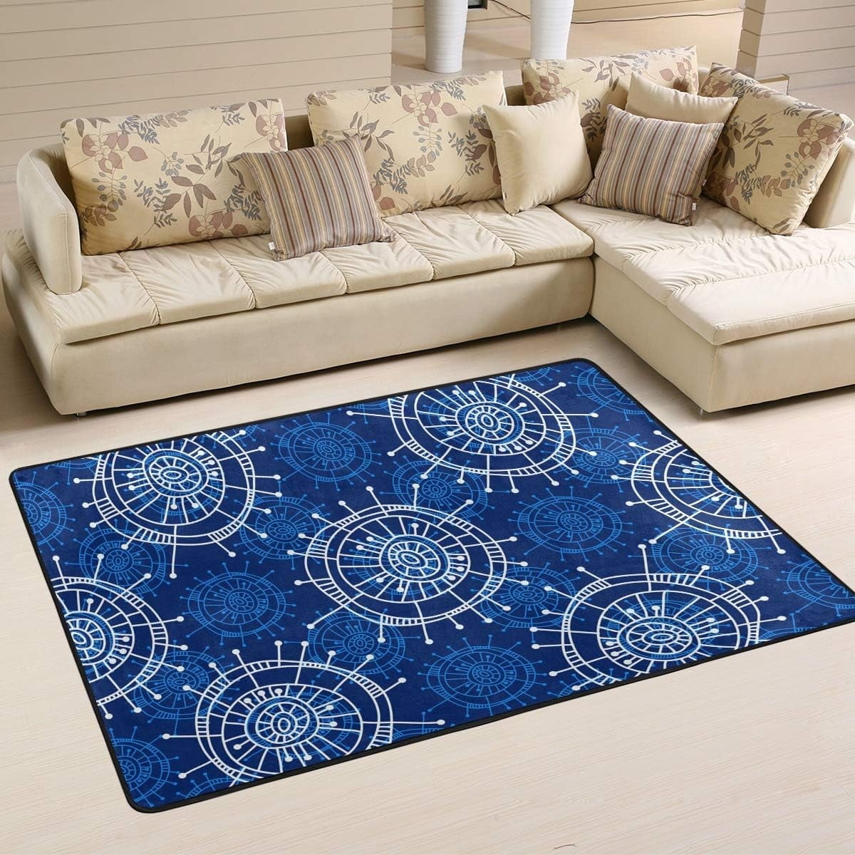 FREEAM White Blue Snowflakes Doodle Area Rug 2x3 Soft Rugs Indoor ...
