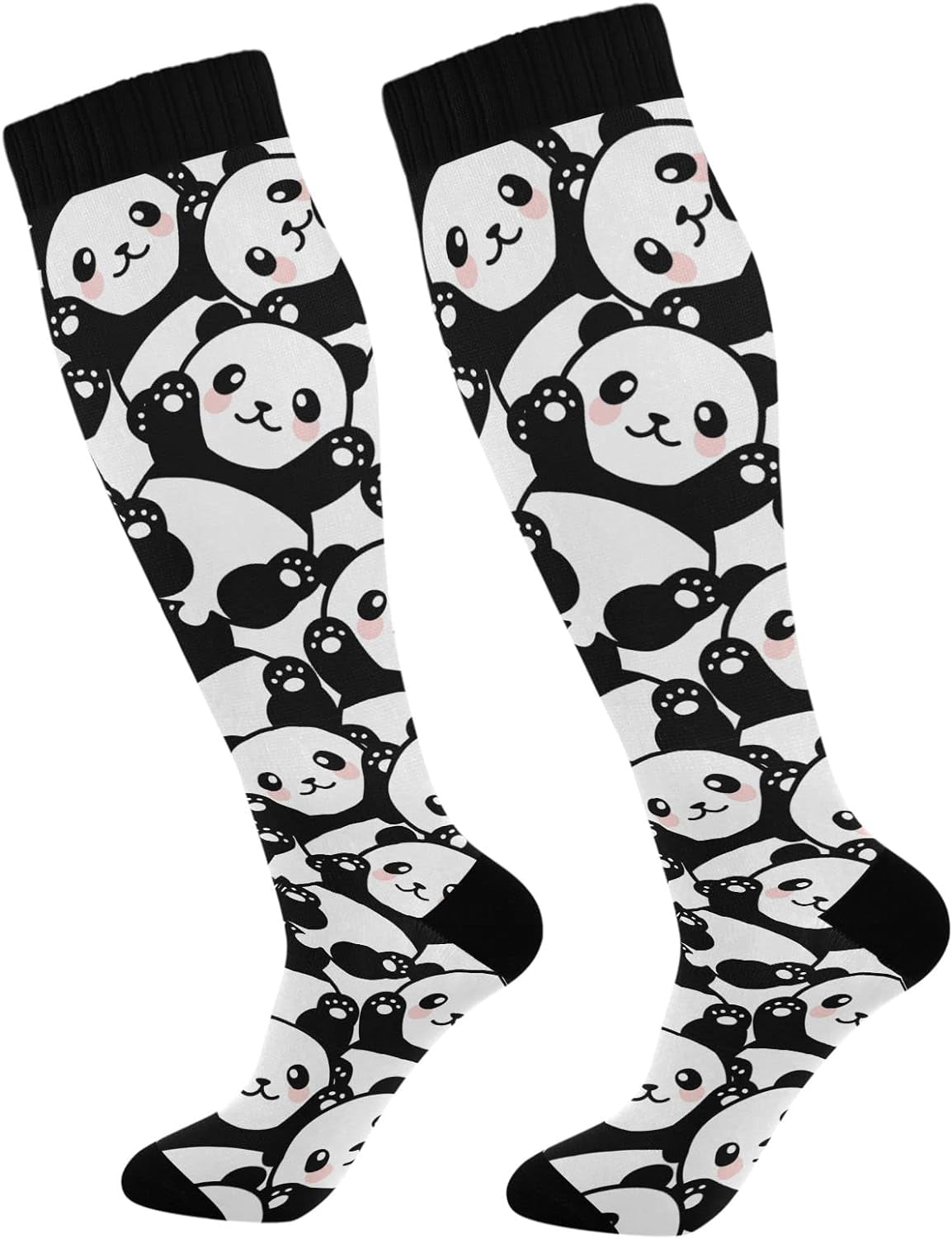 FREEAMG 1 Pair Cute Panda Compression Socks 20-30mmHg Knee High Women ...