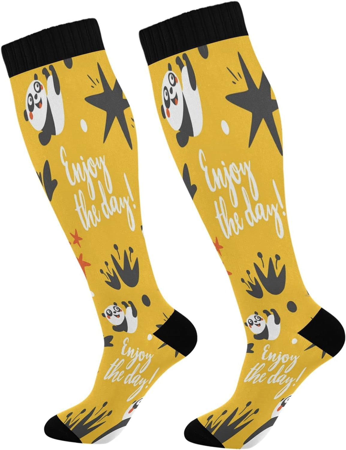 FREEAMG 1 Pairs Cute Panda Compression Socks for Women Men Knee High ...