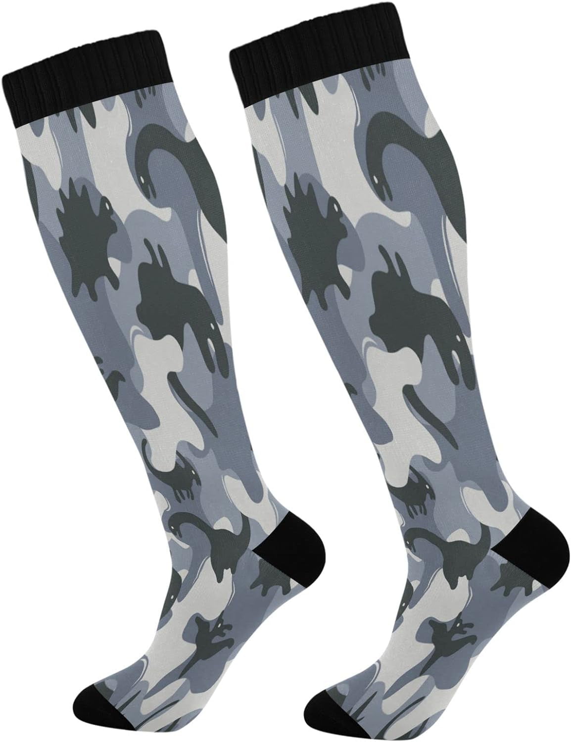 FREEAMG 1 Pairs Dinosaur Pattern Compression Socks for Women Men Knee ...